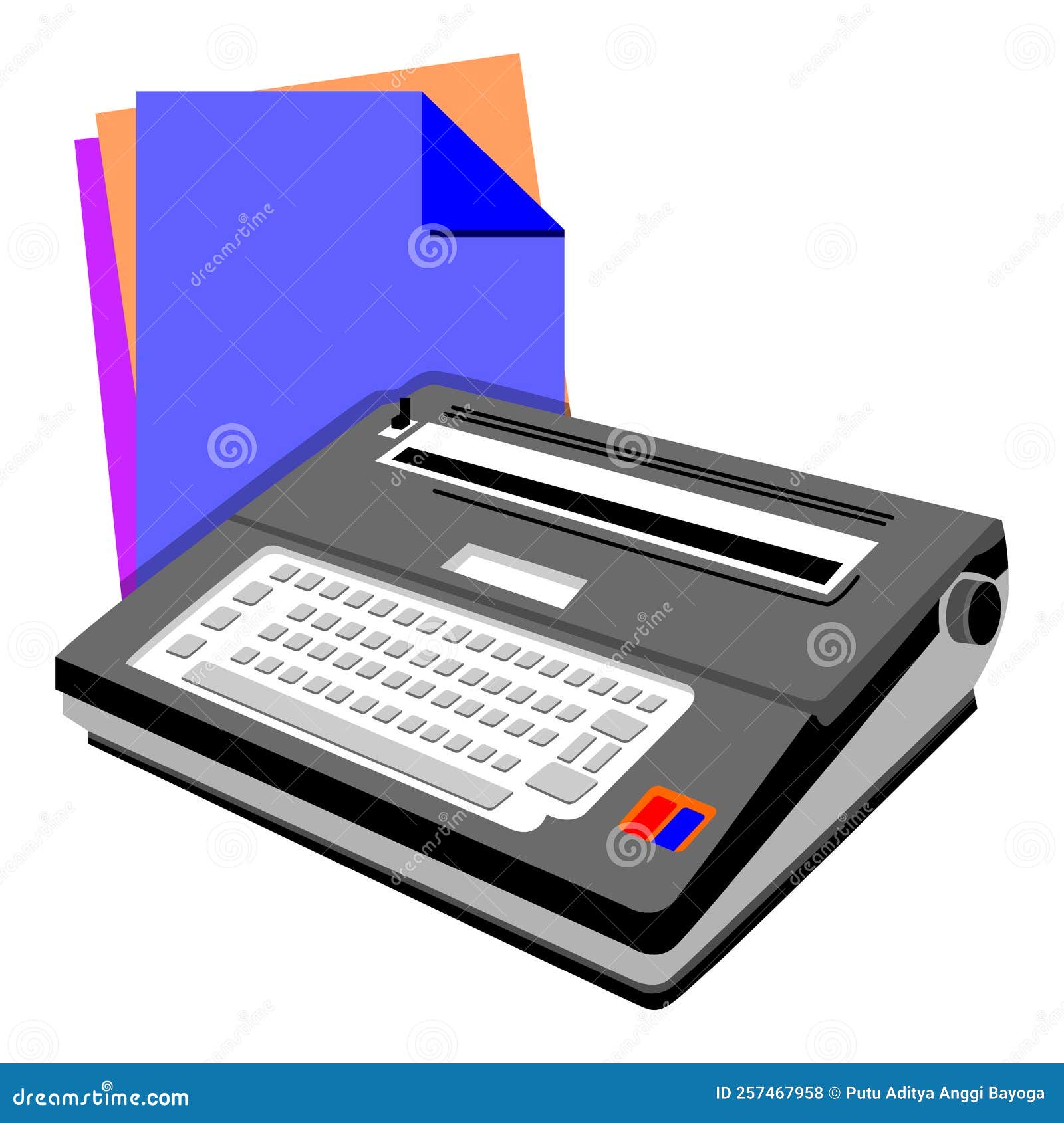 Typewriter and paper stock vector. Illustration of unique - 257467958