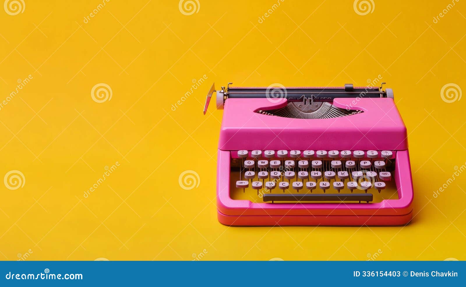 Typewriter Pink Color on a Yellow Background. Banner Stock Illustration ...