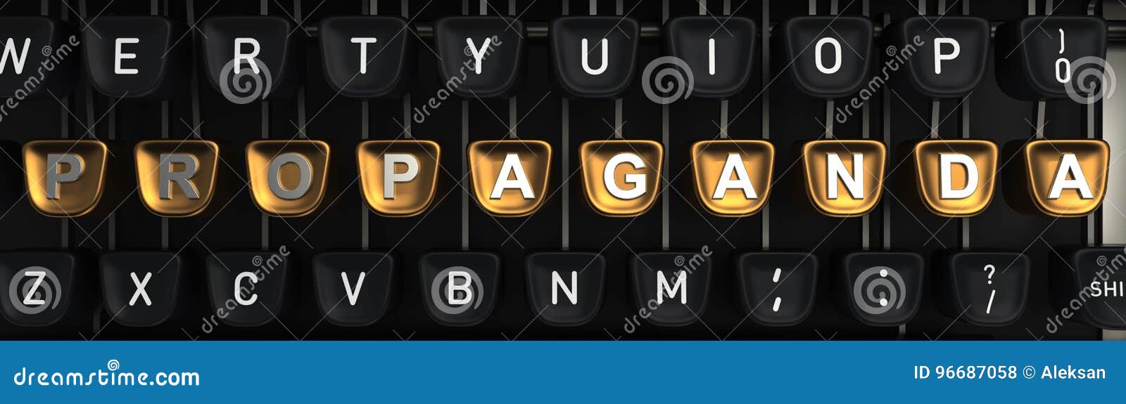Typewriter with Propaganda Letters on Buttons. 3D Rendering Stock ...