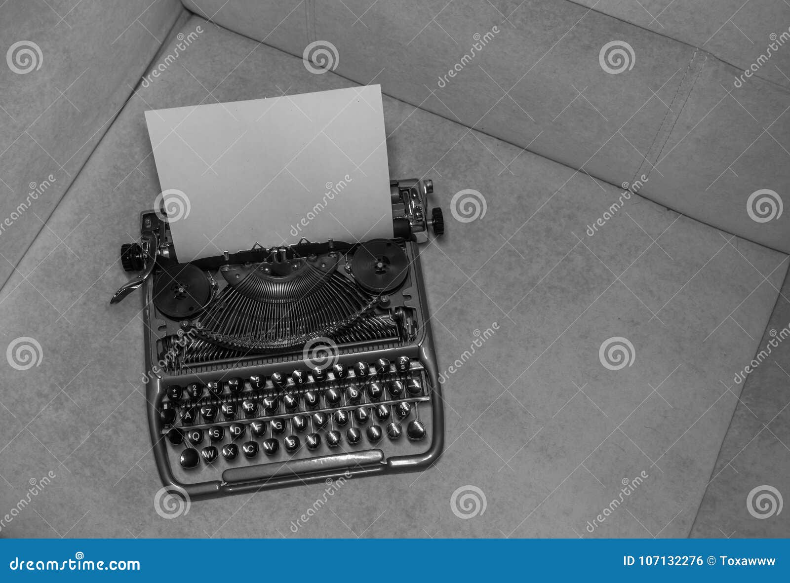 Typewriter Ready for Use with Blank Paper Installed Stock Photo - Image ...