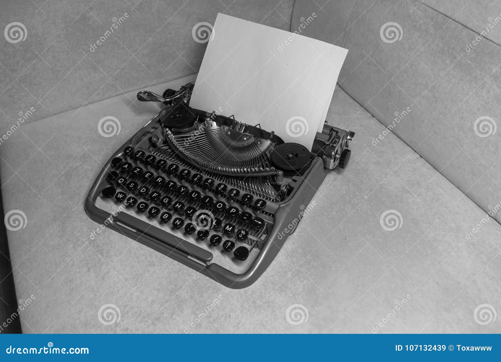 Typewriter Ready for Use with Blank Paper Installed Stock Image - Image ...