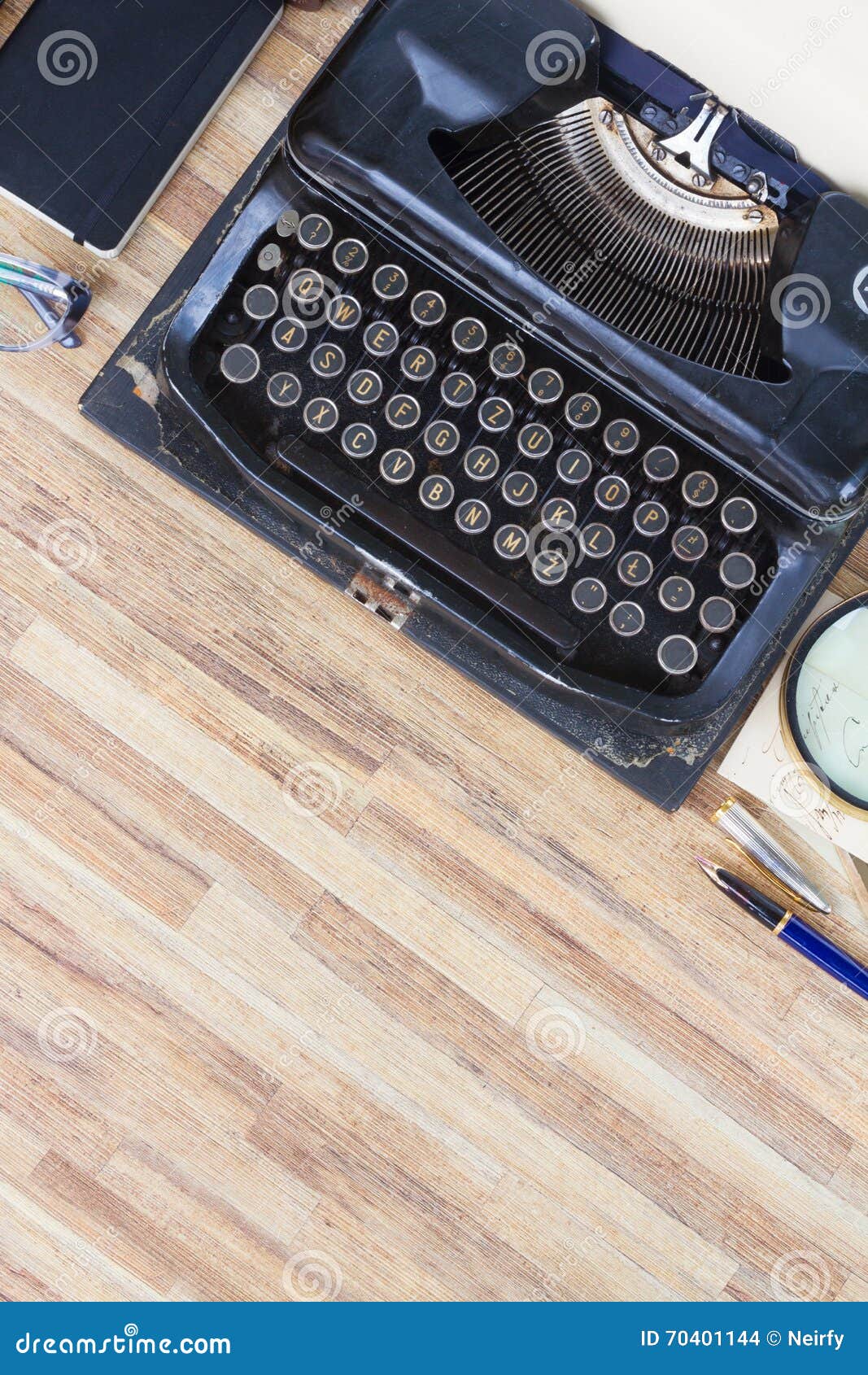 Typewriter on table stock photo. Image of retro, secretary - 70401144