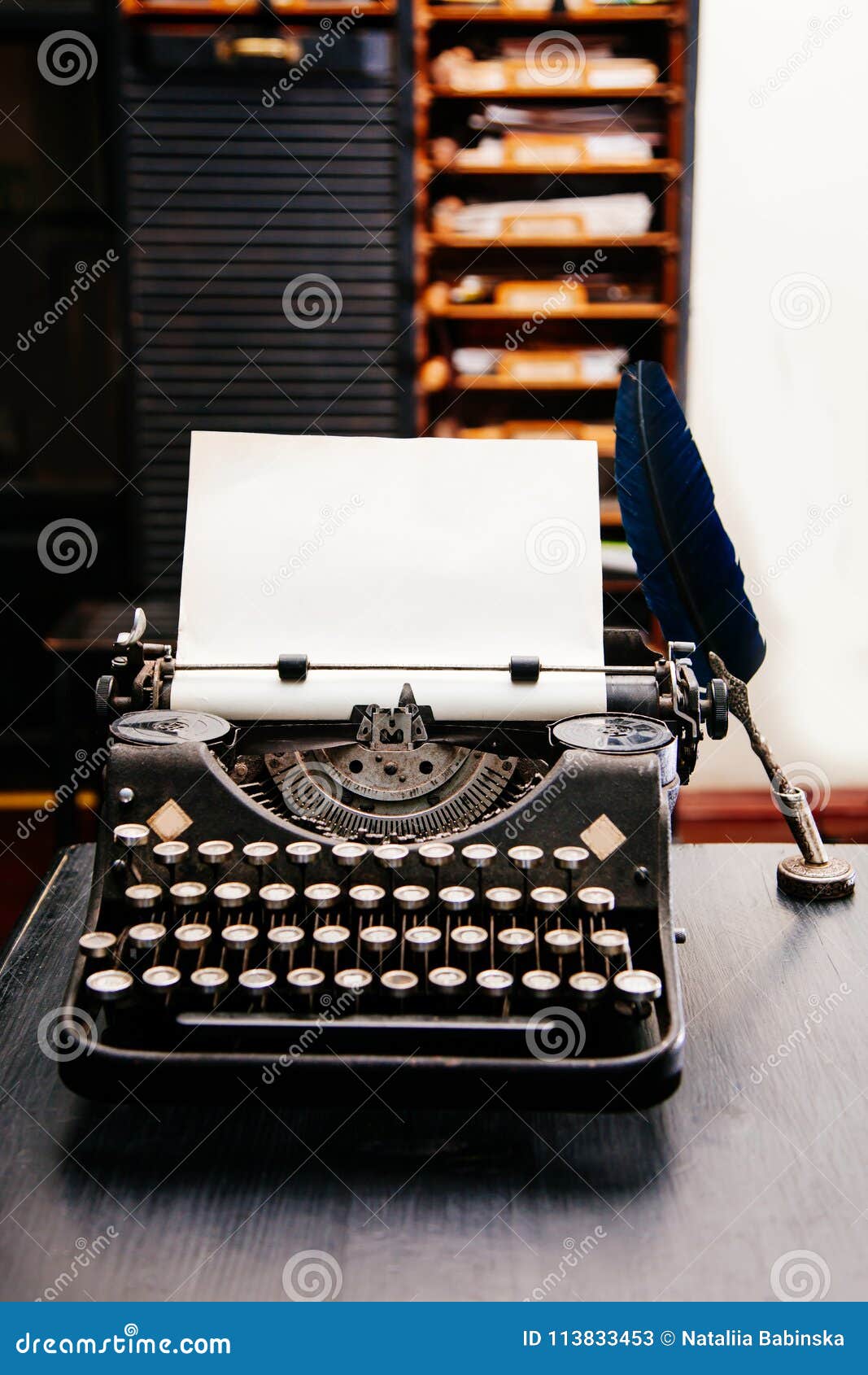 Typewriter Table Old Cabinet Folder White Paper Antique Manual Stock ...