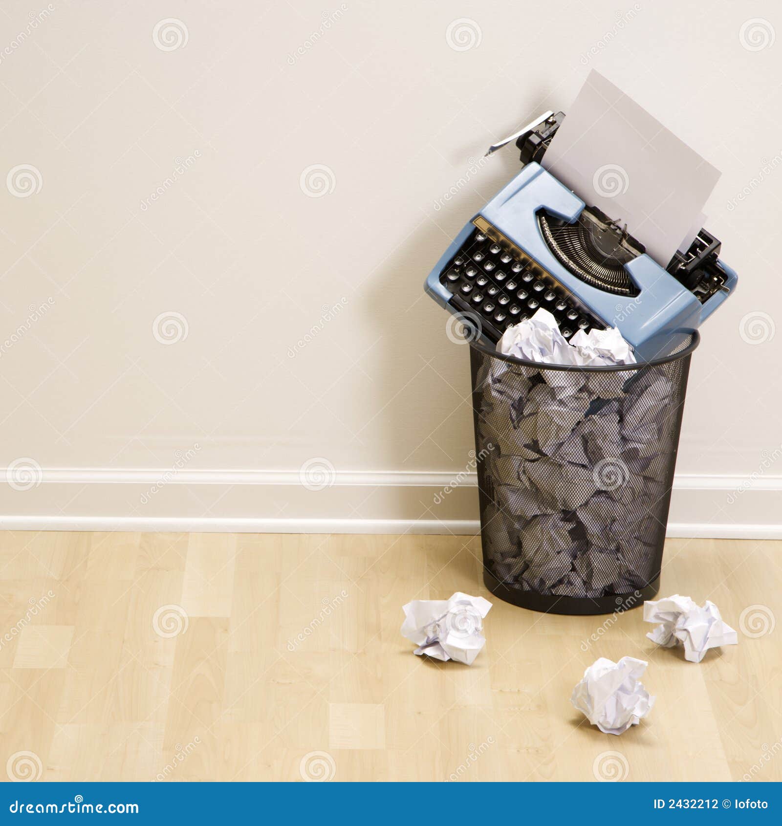 Typewriter in trash can. stock photo. Image of group, small - 2432212