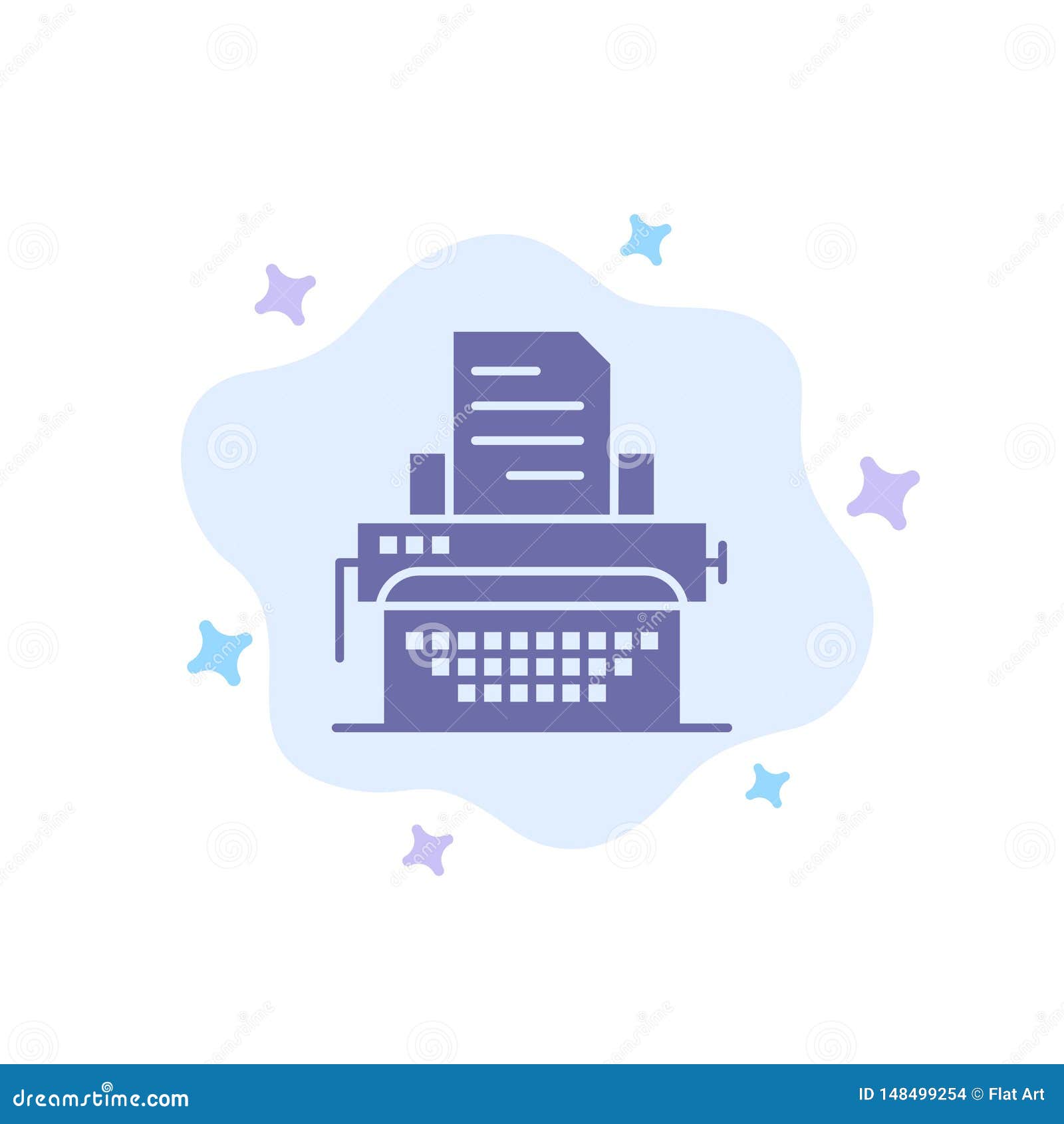 Typewriter, Typing, Document, Publish Blue Icon on Abstract Cloud ...