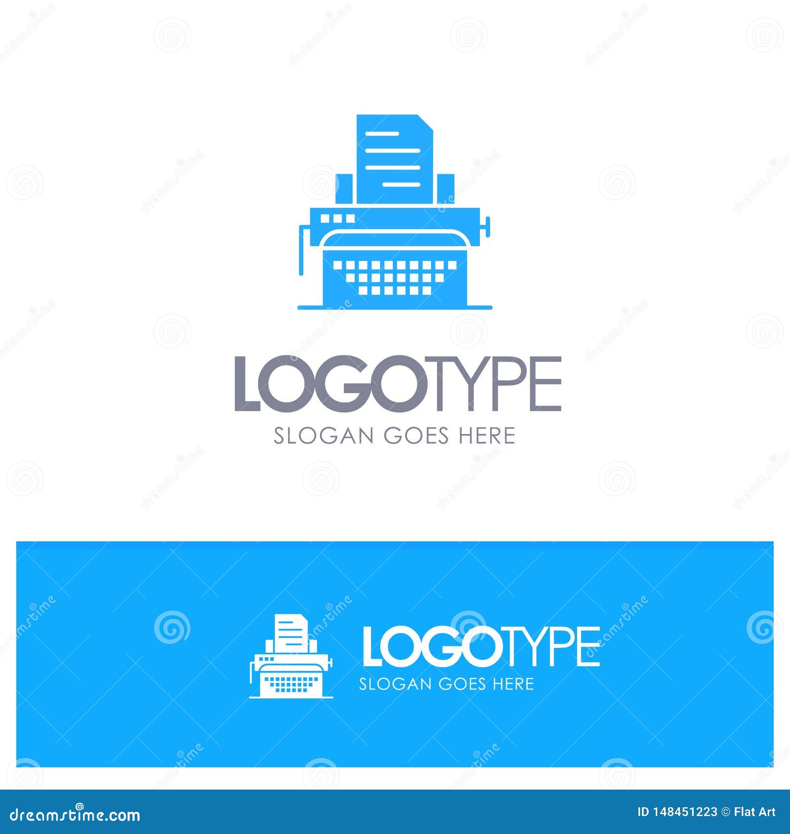 Typewriter, Typing, Document, Publish Blue Solid Logo with Place for ...