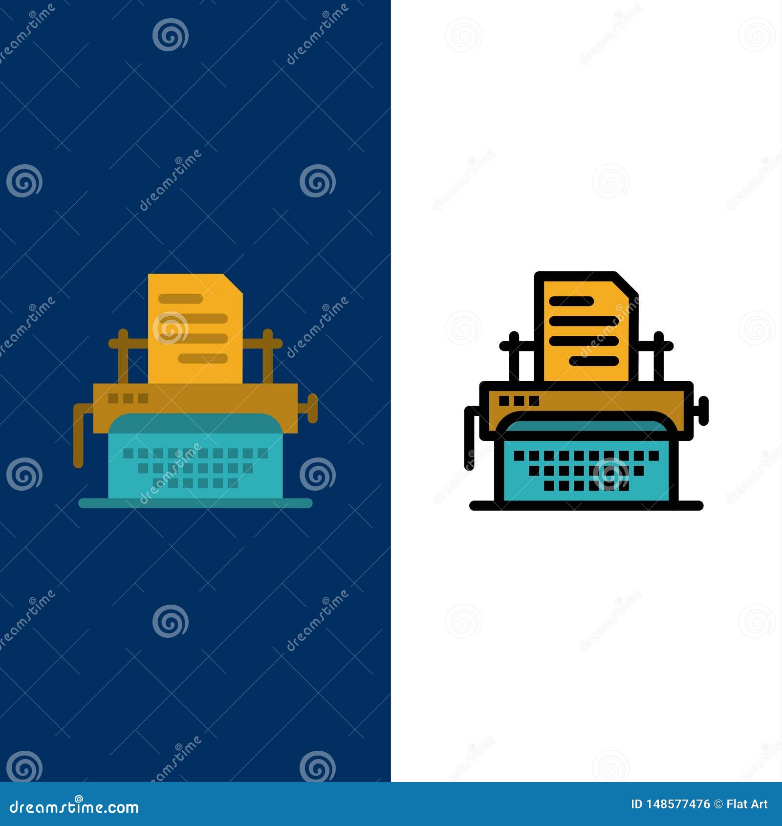 Typewriter, Typing, Document, Publish Icons. Flat and Line Filled Icon ...