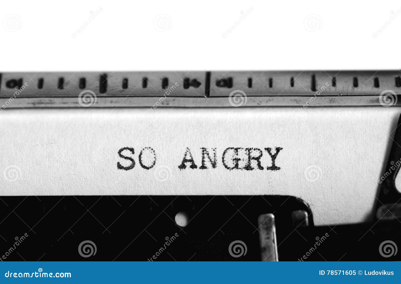 Typewriter. Typing Text: so Angry Stock Image - Image of retro, white ...
