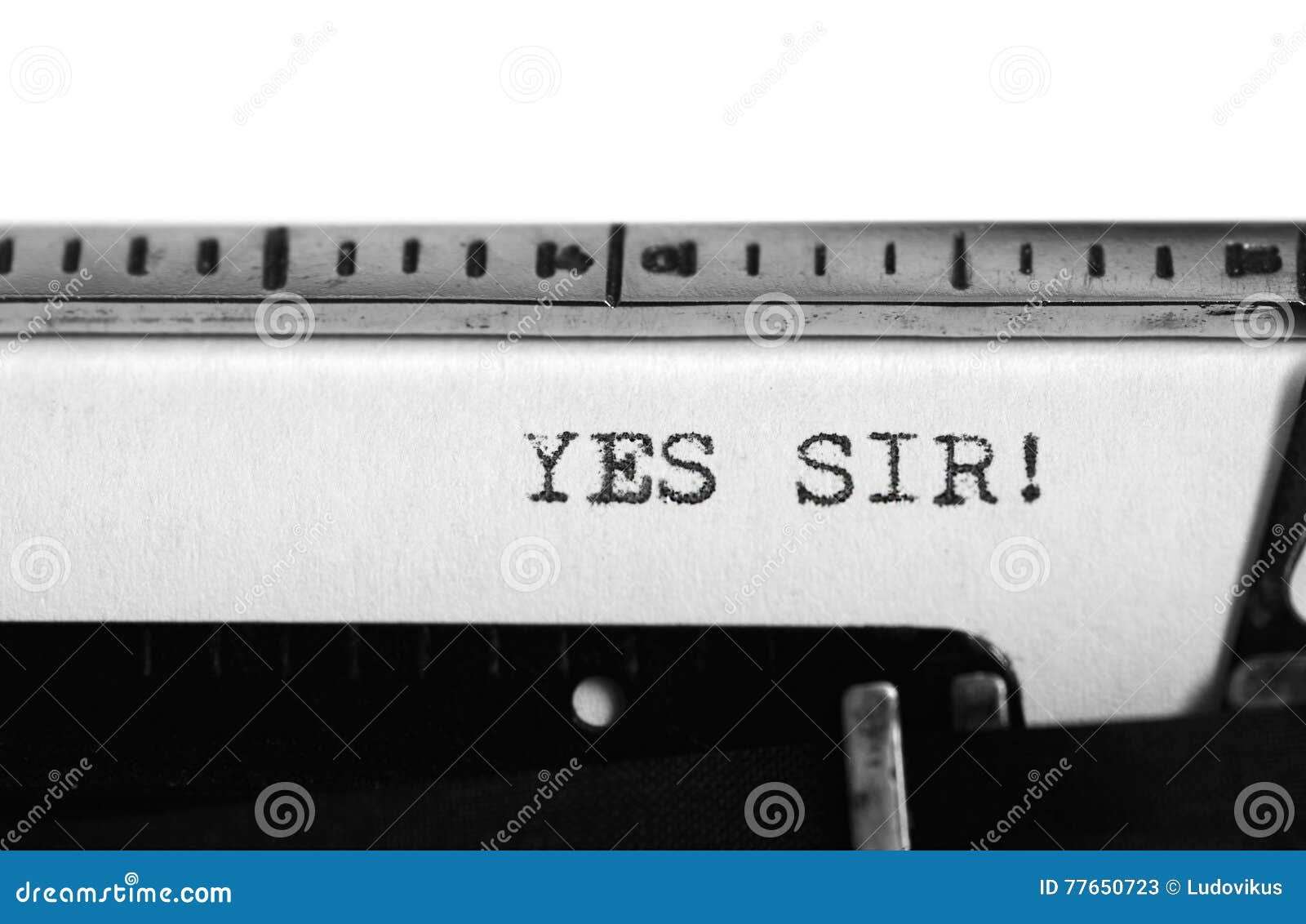 Typewriter. Typing Text: Yes Sir! Stock Image - Image of communication ...