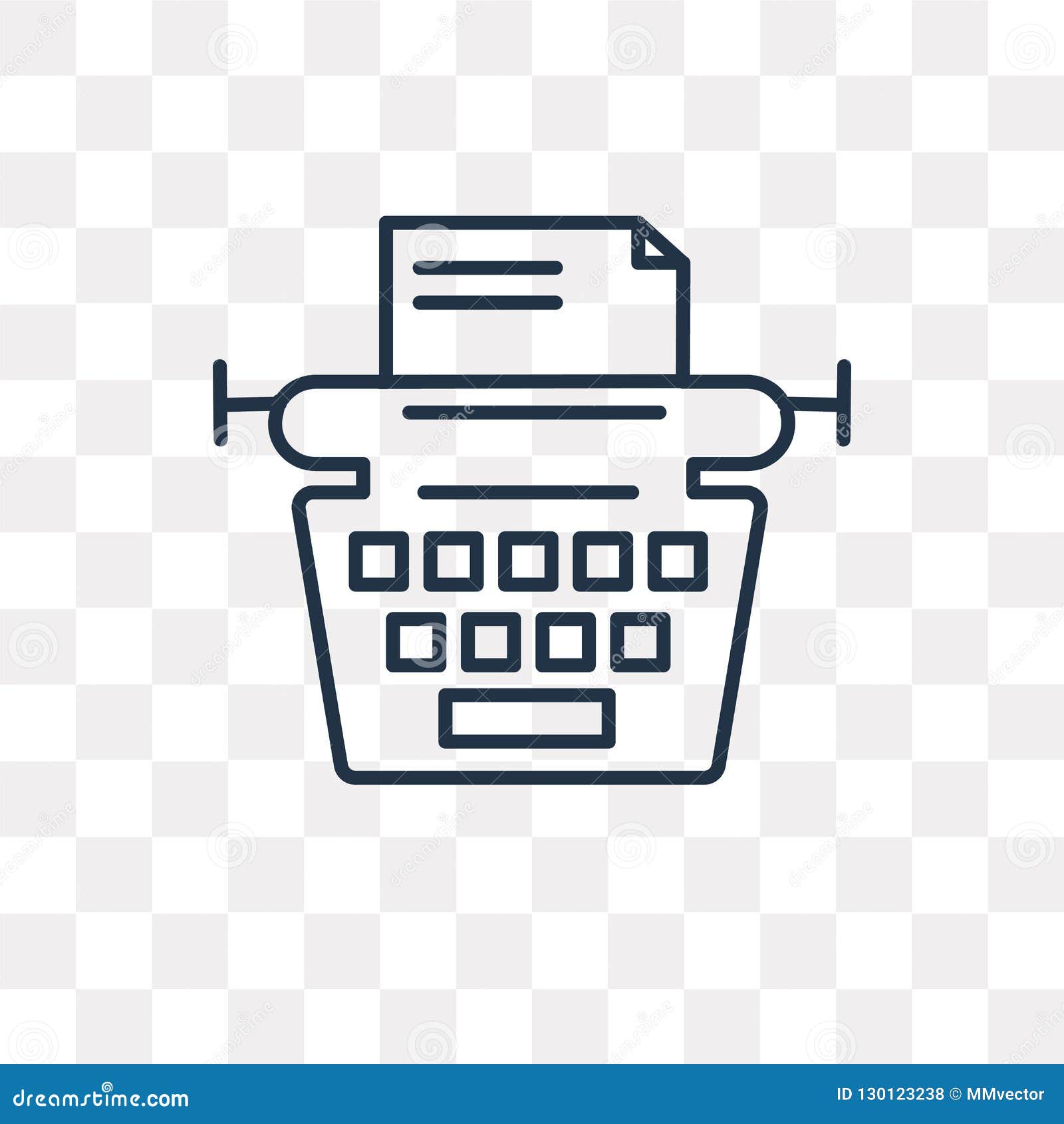 Typewriter Vector Icon Isolated on Transparent Background, Linear ...