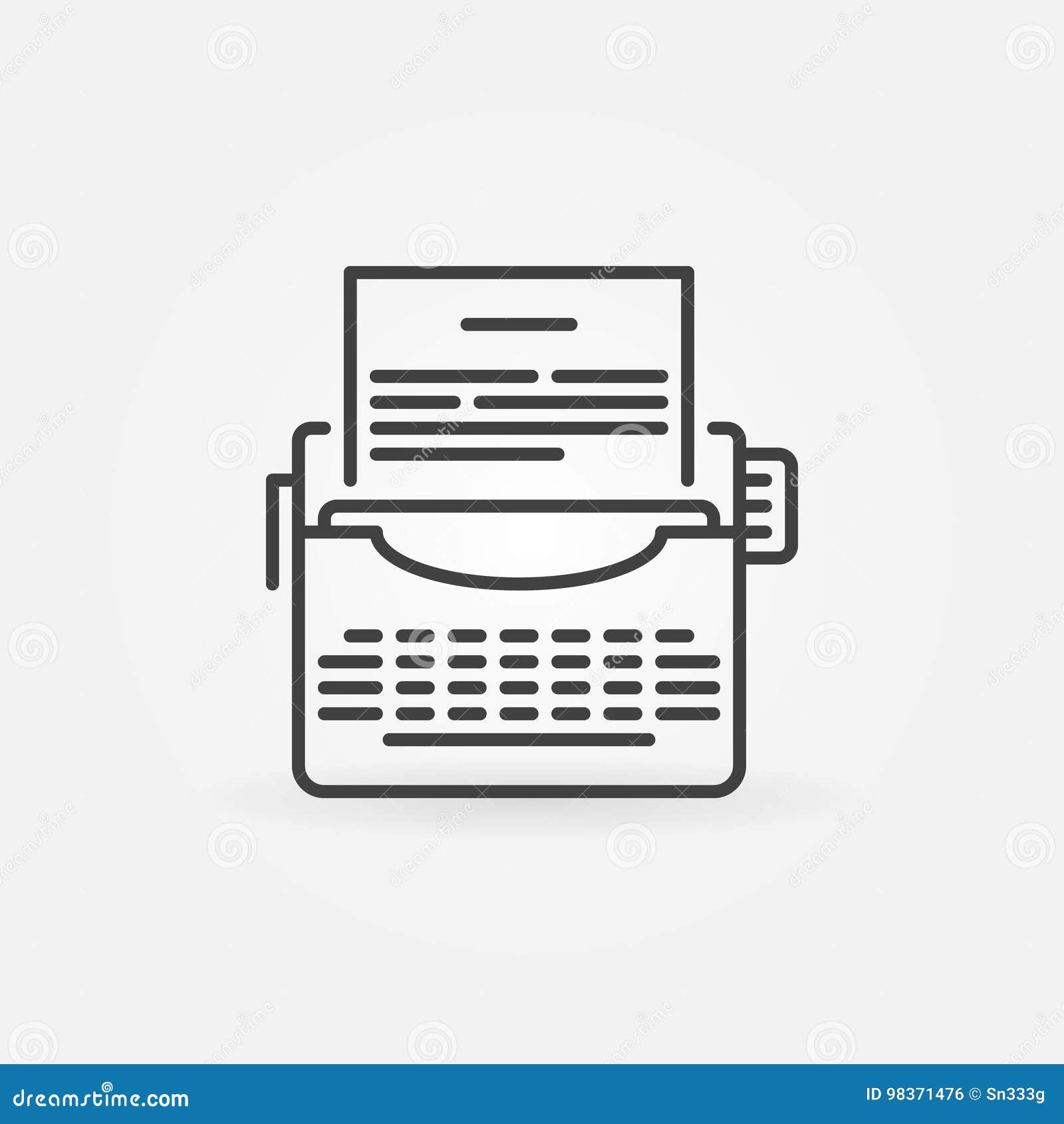Typewriter Vector Icon in Thin Line Style Stock Vector - Illustration ...