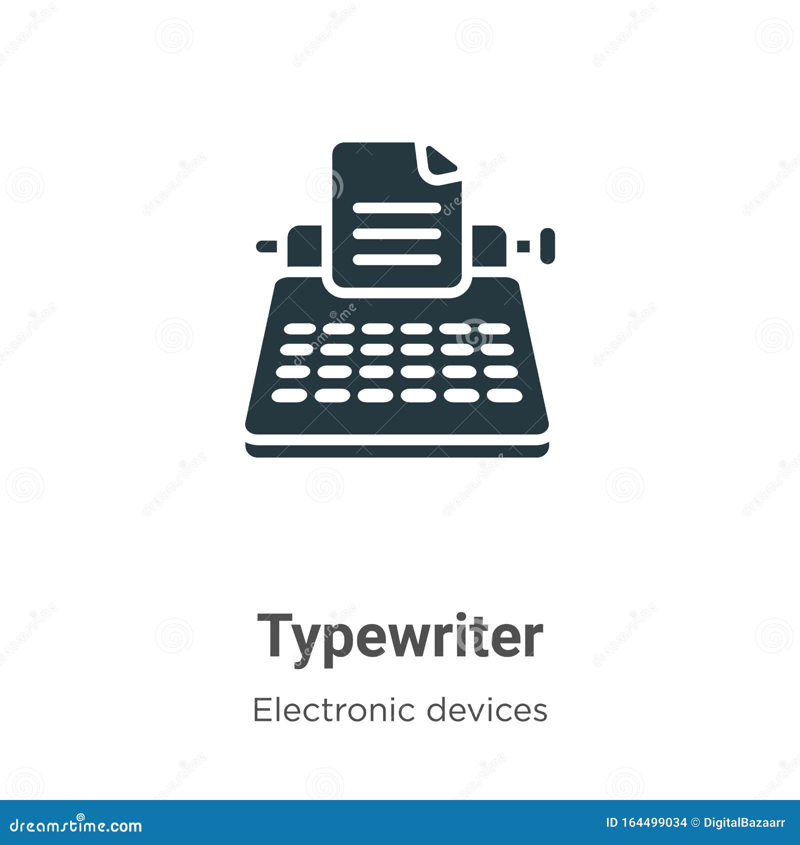 Typewriter Vector Icon on White Background. Flat Vector Typewriter Icon ...