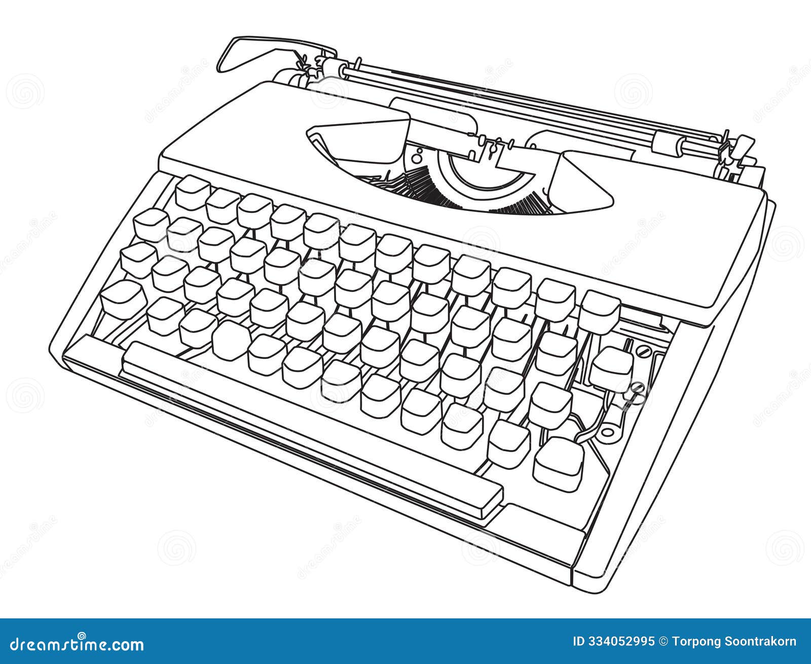 Typewriter Vintage Vector Outline Drawing in Eps10 Stock Vector - Illustration of brand, line ...