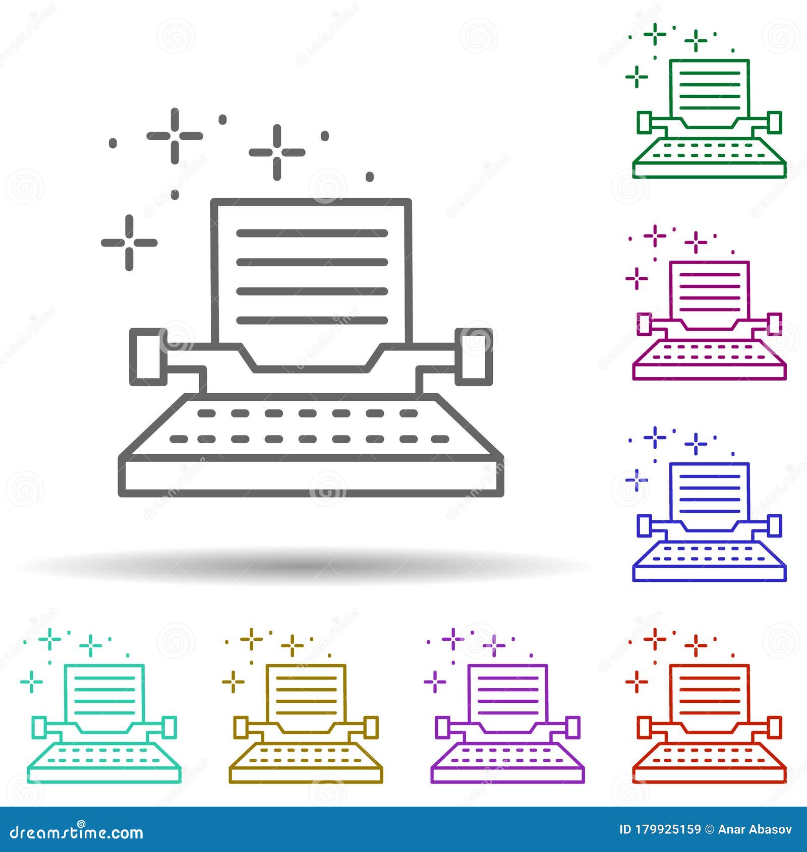 Typewriter Writing Multi Color Icon. Simple Thin Line, Outline Vector ...