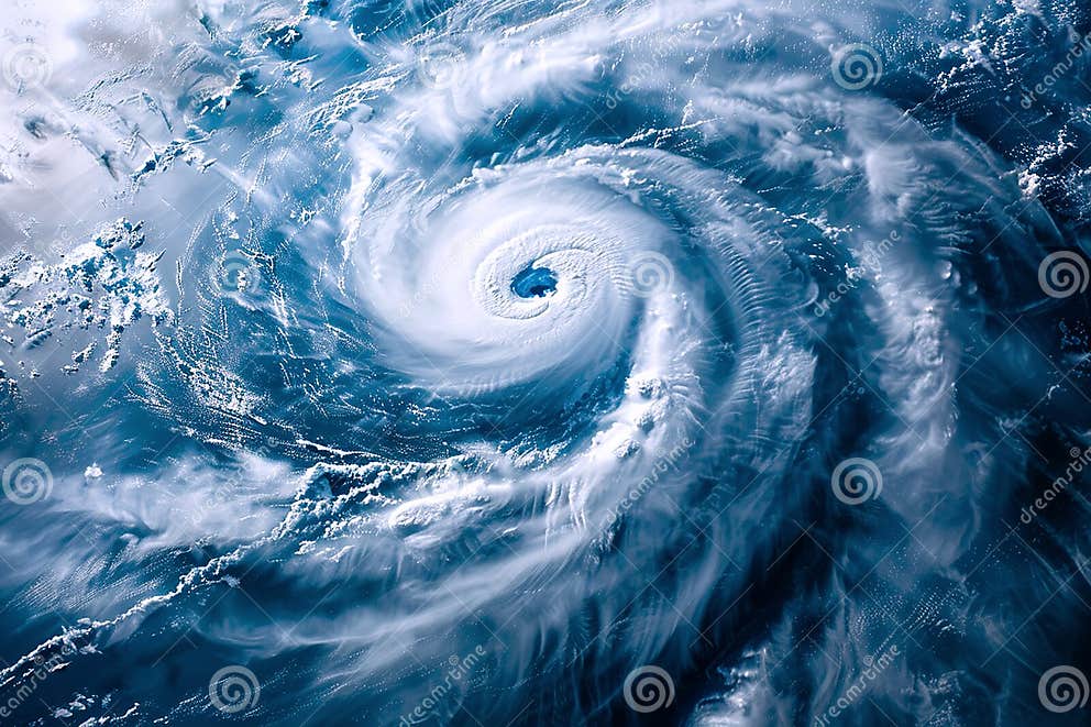 Typhoon, Approaching and Rotating Cyclone, View from Space Stock ...