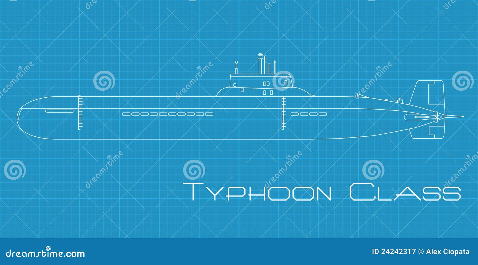 Typhoon Class Submarine stock vector. Illustration of torpedo - 24242317