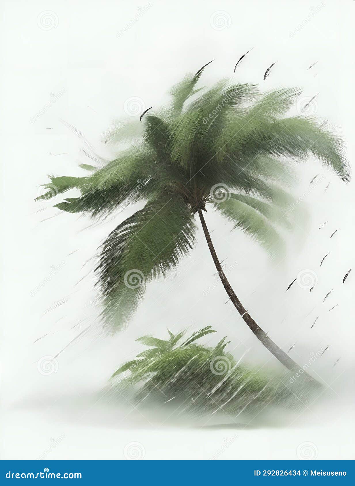 Typhoon is Coming, Strong Wind and Rain, White Background Illustration ...