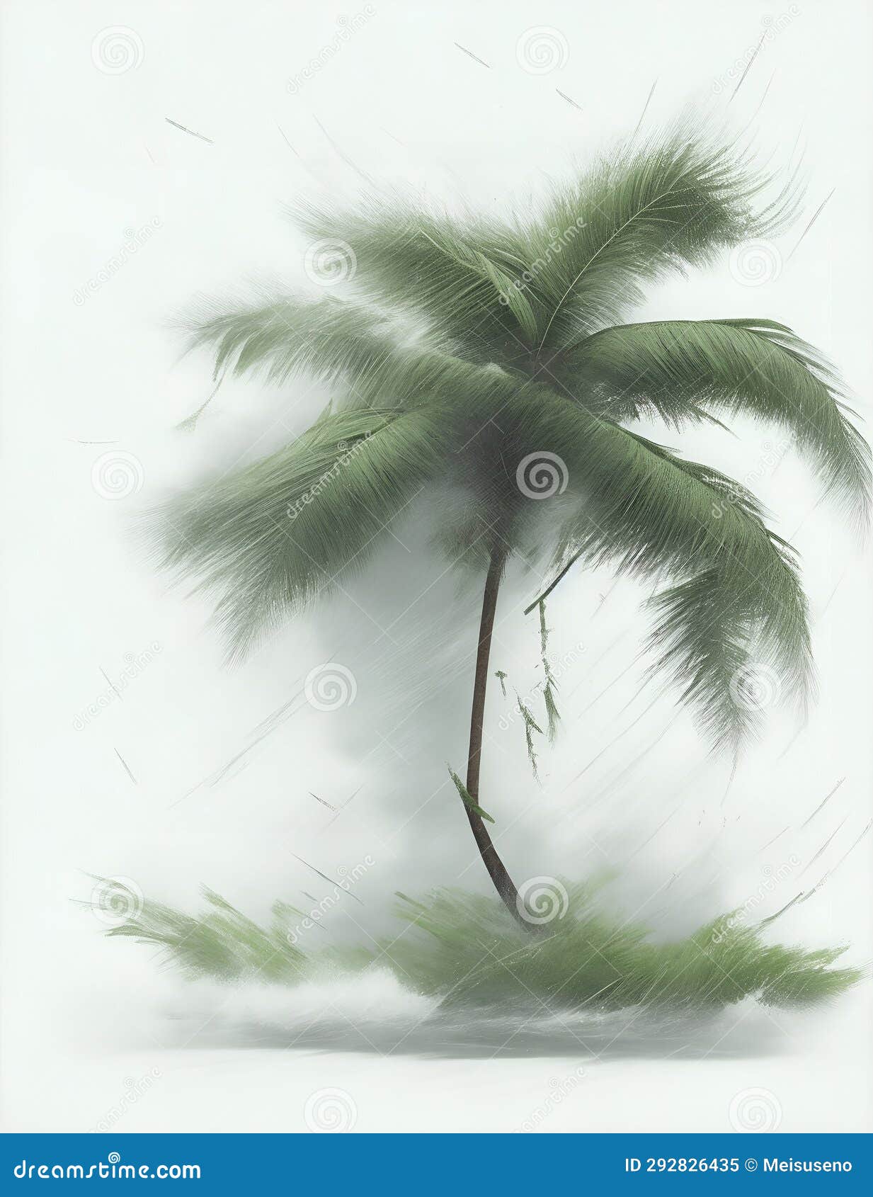 Typhoon is Coming, Strong Wind and Rain, White Background Illustration ...