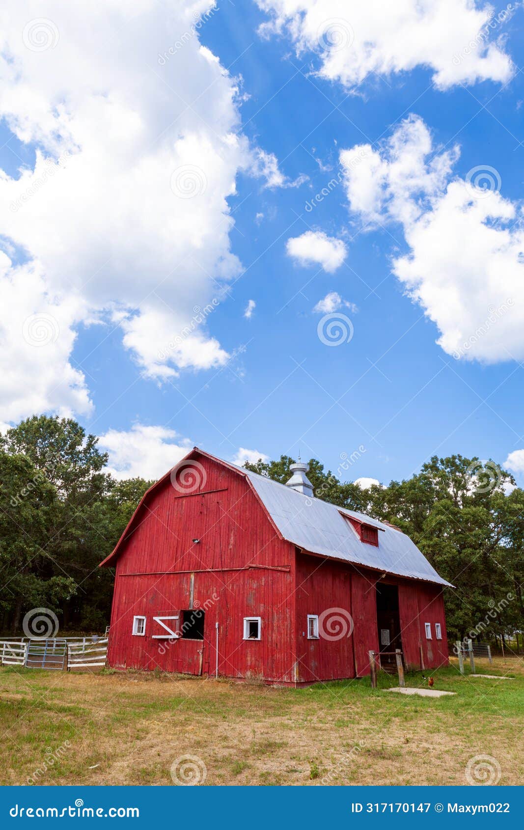 Typical American Farm with Blue Sky Stock Image - Image of agriculture ...