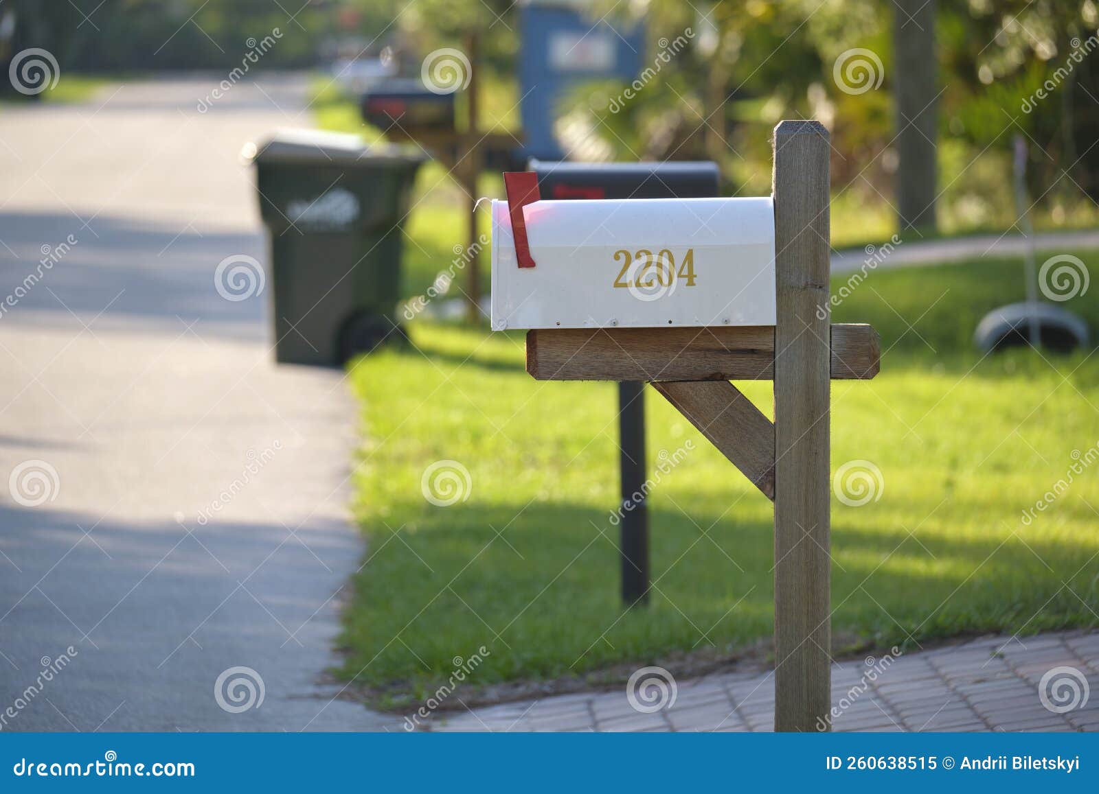 Typical American Outdoors Mail Box on Suburban Street Side Stock Image ...