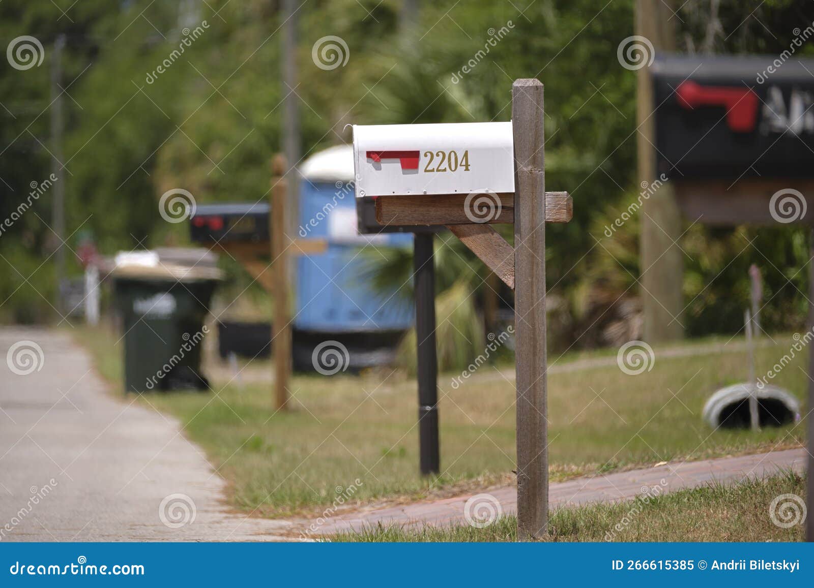Typical American Outdoors Mail Box on Suburban Street Side Stock Image ...