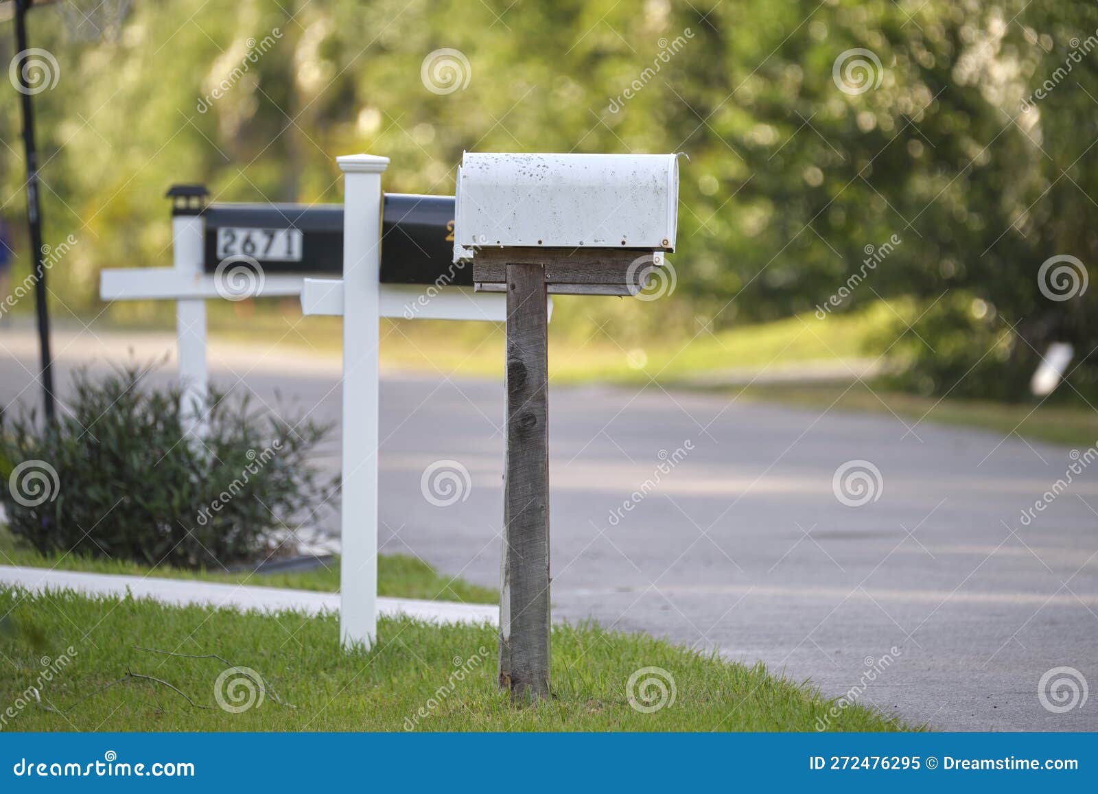 Typical American Outdoors Mail Box on Suburban Street Side Stock Image ...
