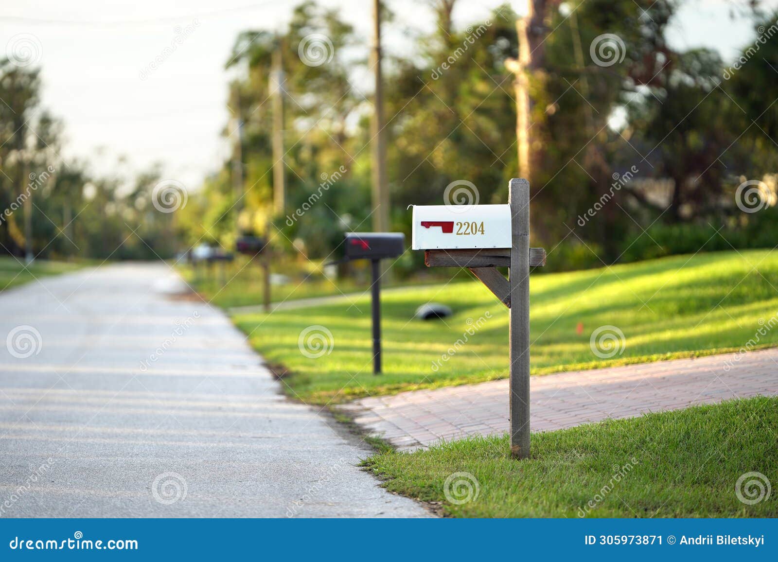 Typical American Outdoors Mail Box on Suburban Street Side Stock Image ...