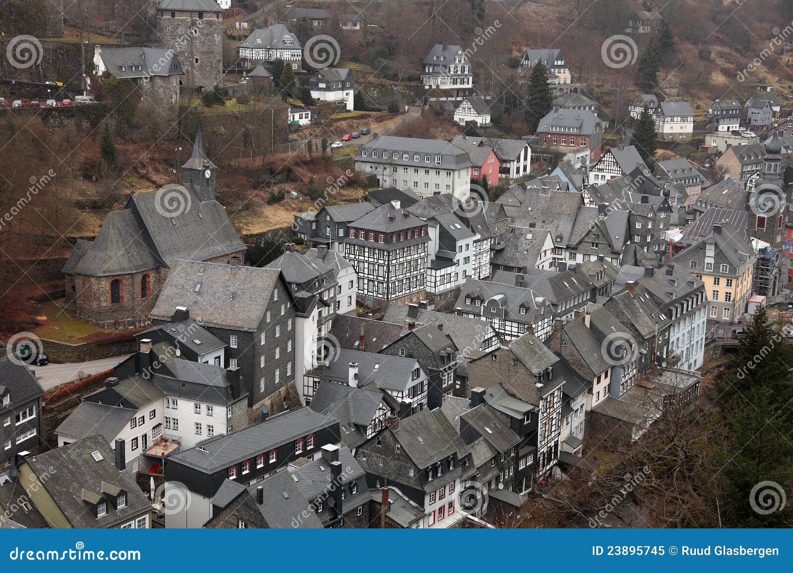 Typical Architecture in the German City Monchau Stock Image - Image of ...