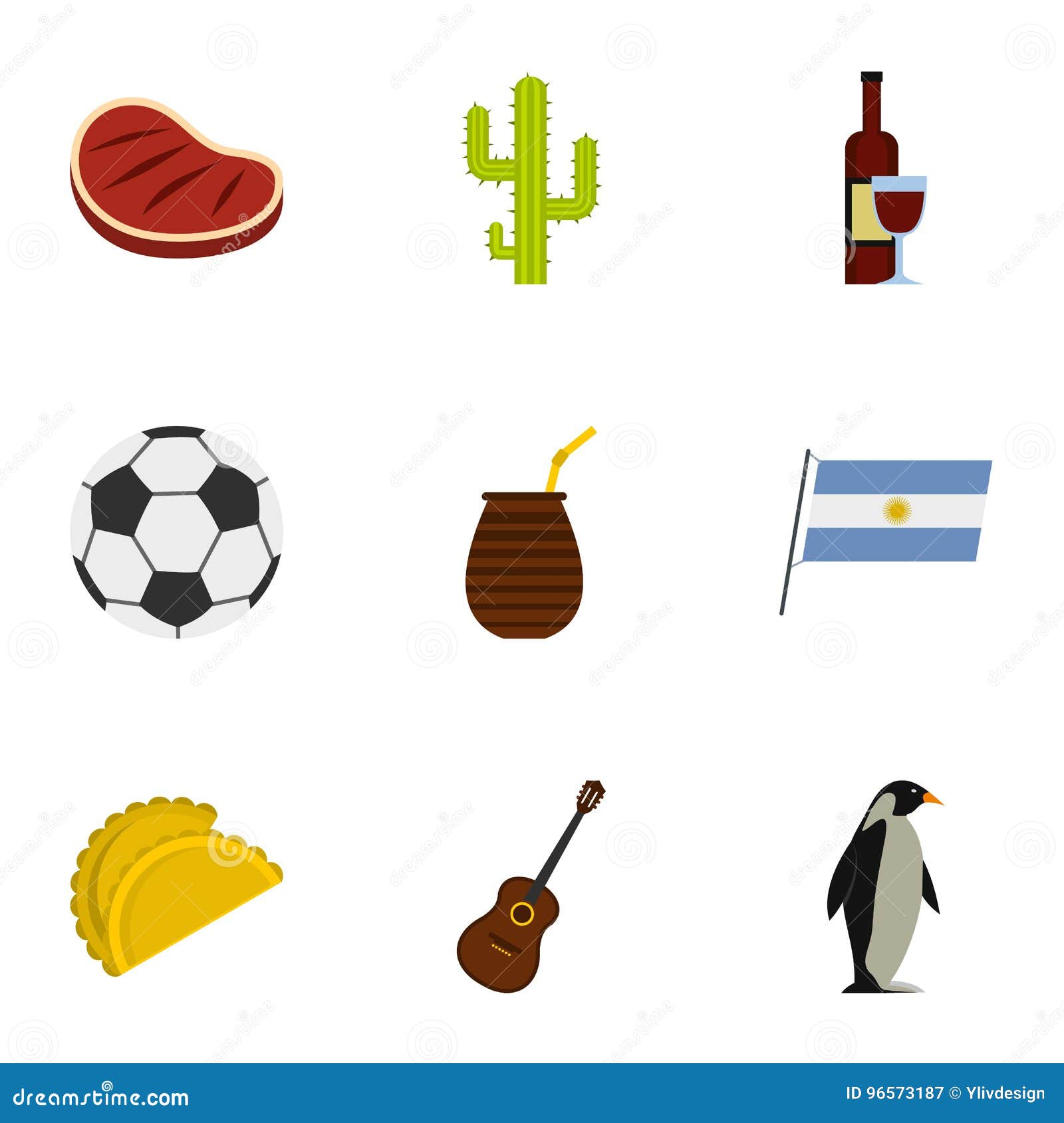 Typical Argentina Icons Set, Cartoon Style Stock Vector - Illustration ...