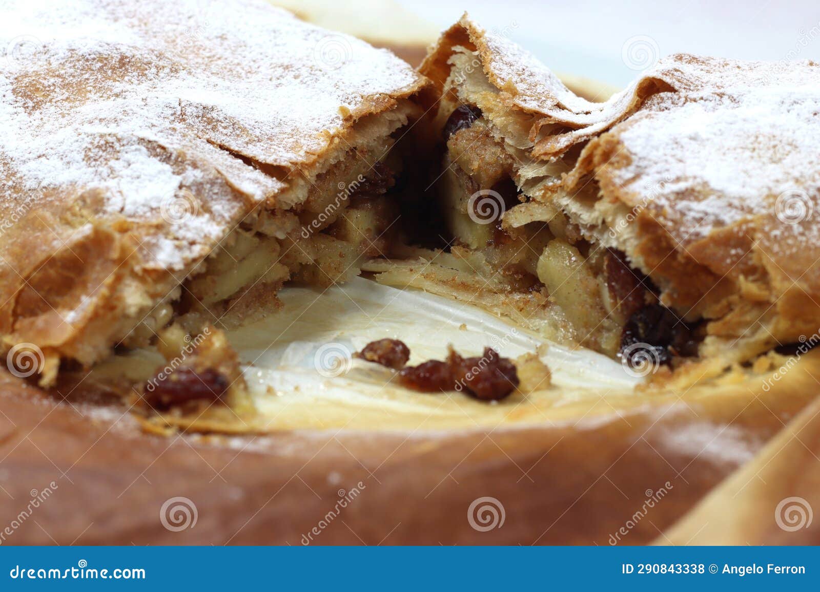 Typical Artisanal Cake Strudel with Apples and Raisins and Cinnamon ...