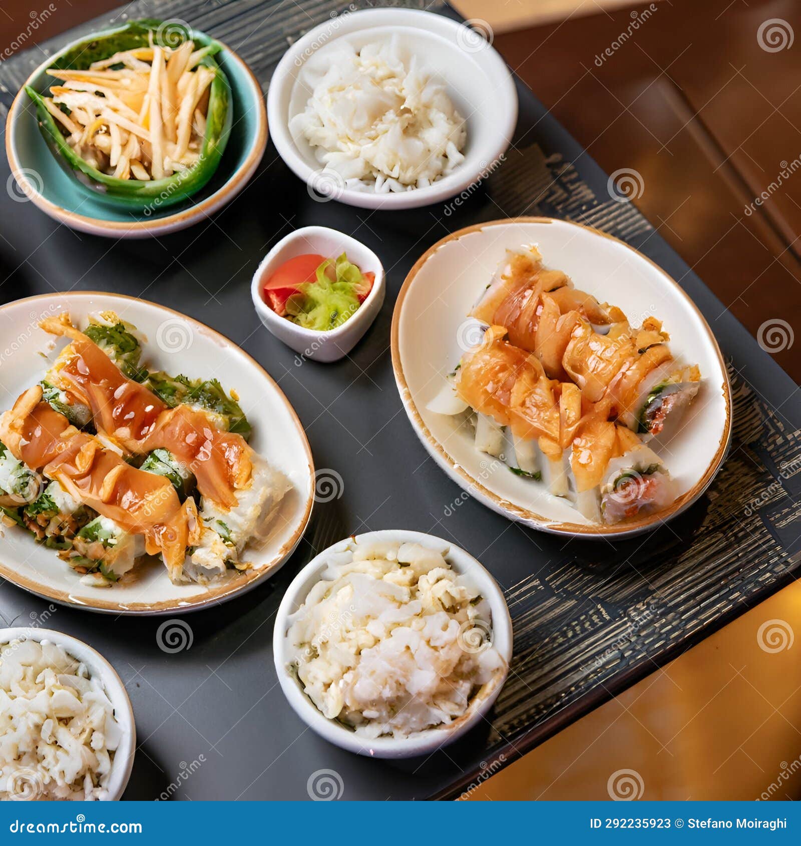 Typical Asian Food on the Table Stock Illustration - Illustration of ...