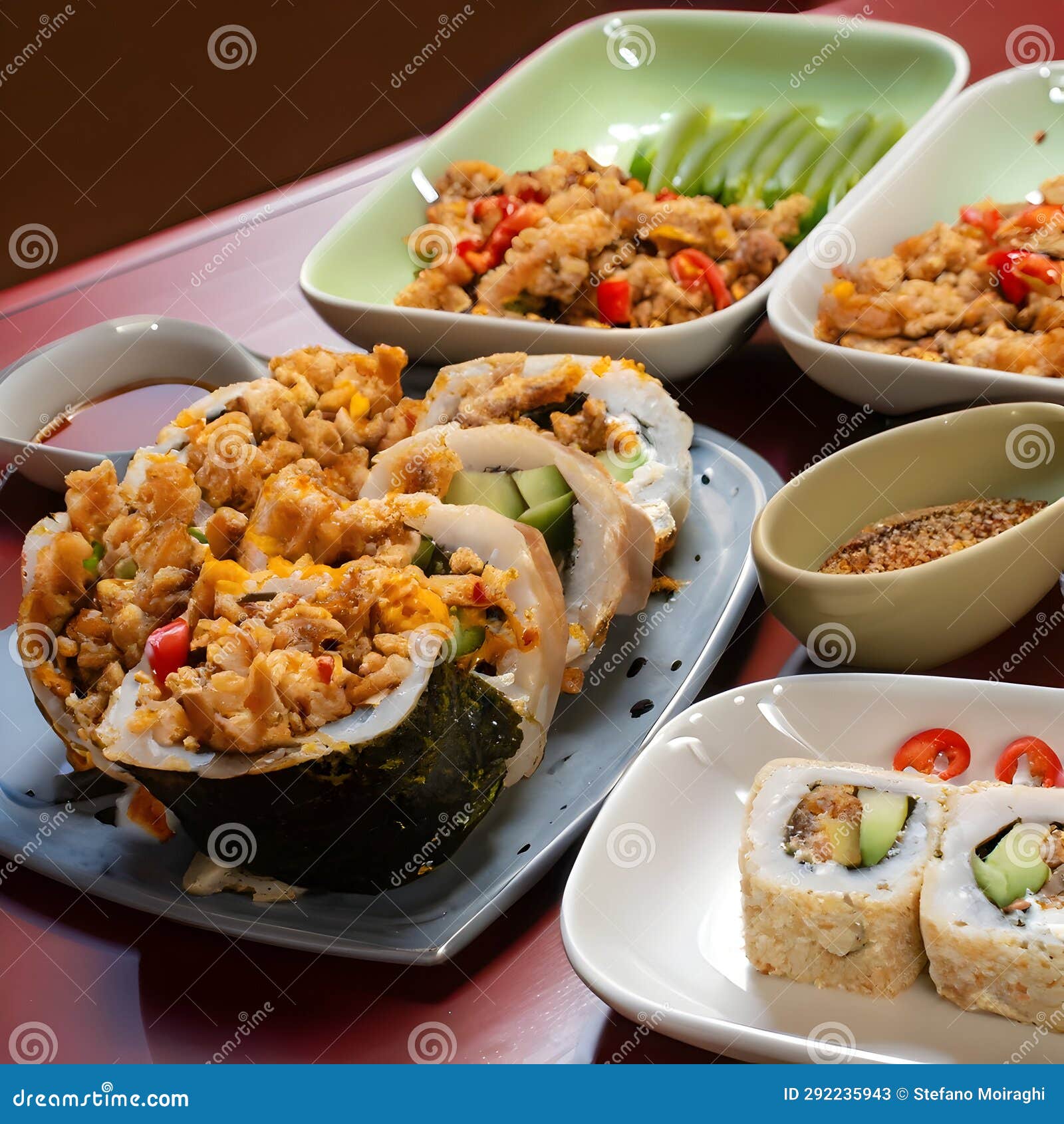 Typical Asian Food on the Table Stock Illustration - Illustration of ...