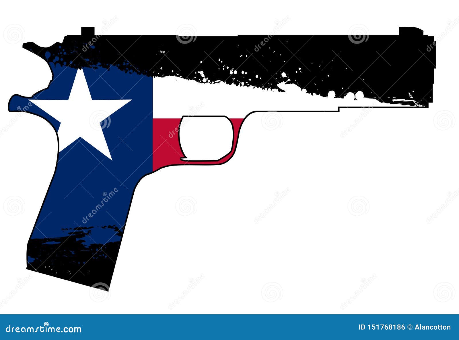45 Automatic with Texan Flag Stock Vector - Illustration of plice ...