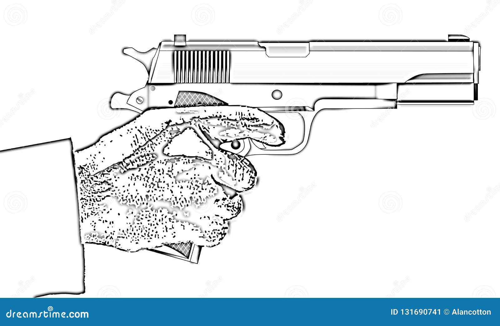 A typical 45 automatic stock illustration. Illustration of barrel ...