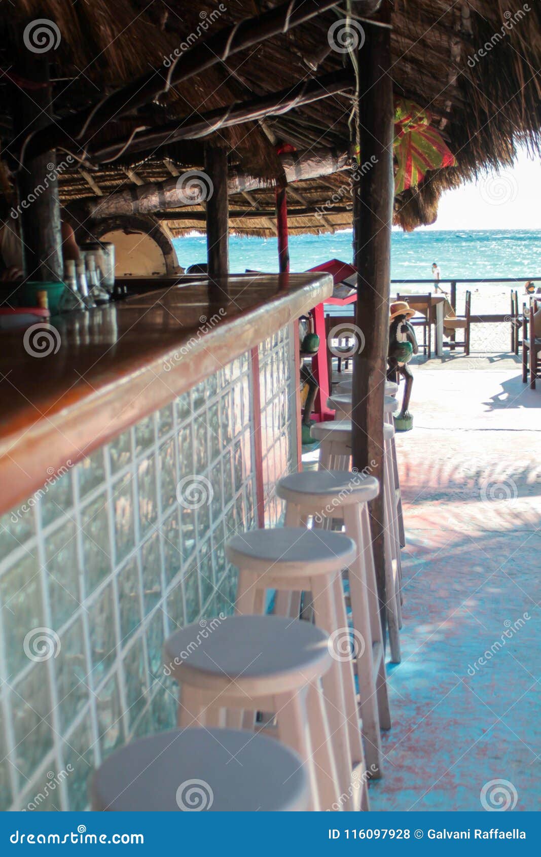 Bar Counter of a Beach Bar in Caribbean Coast, Mexico Stock Photo ...