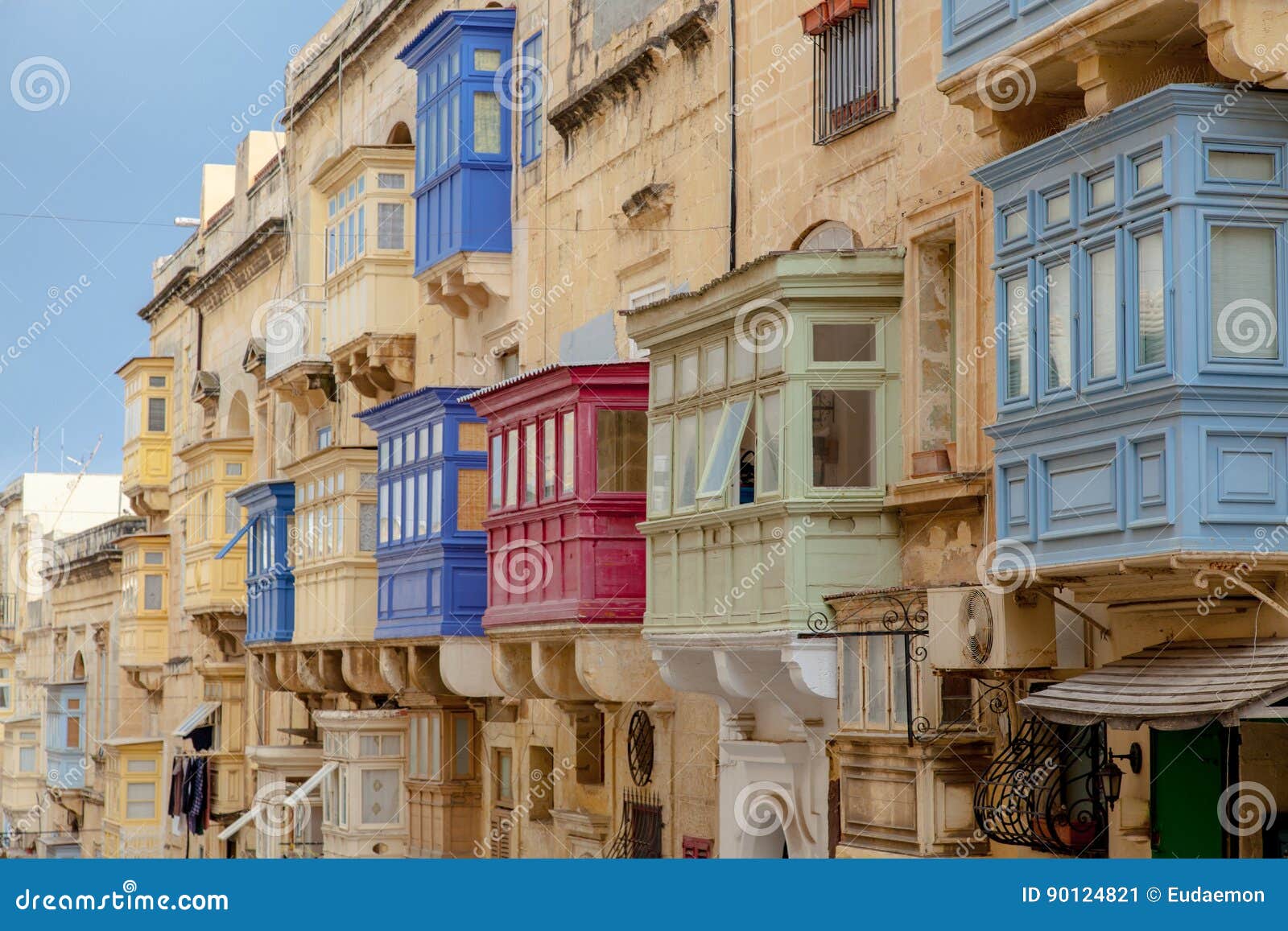 Typical Bay Windows of Historic Valletta Stock Image - Image of ...