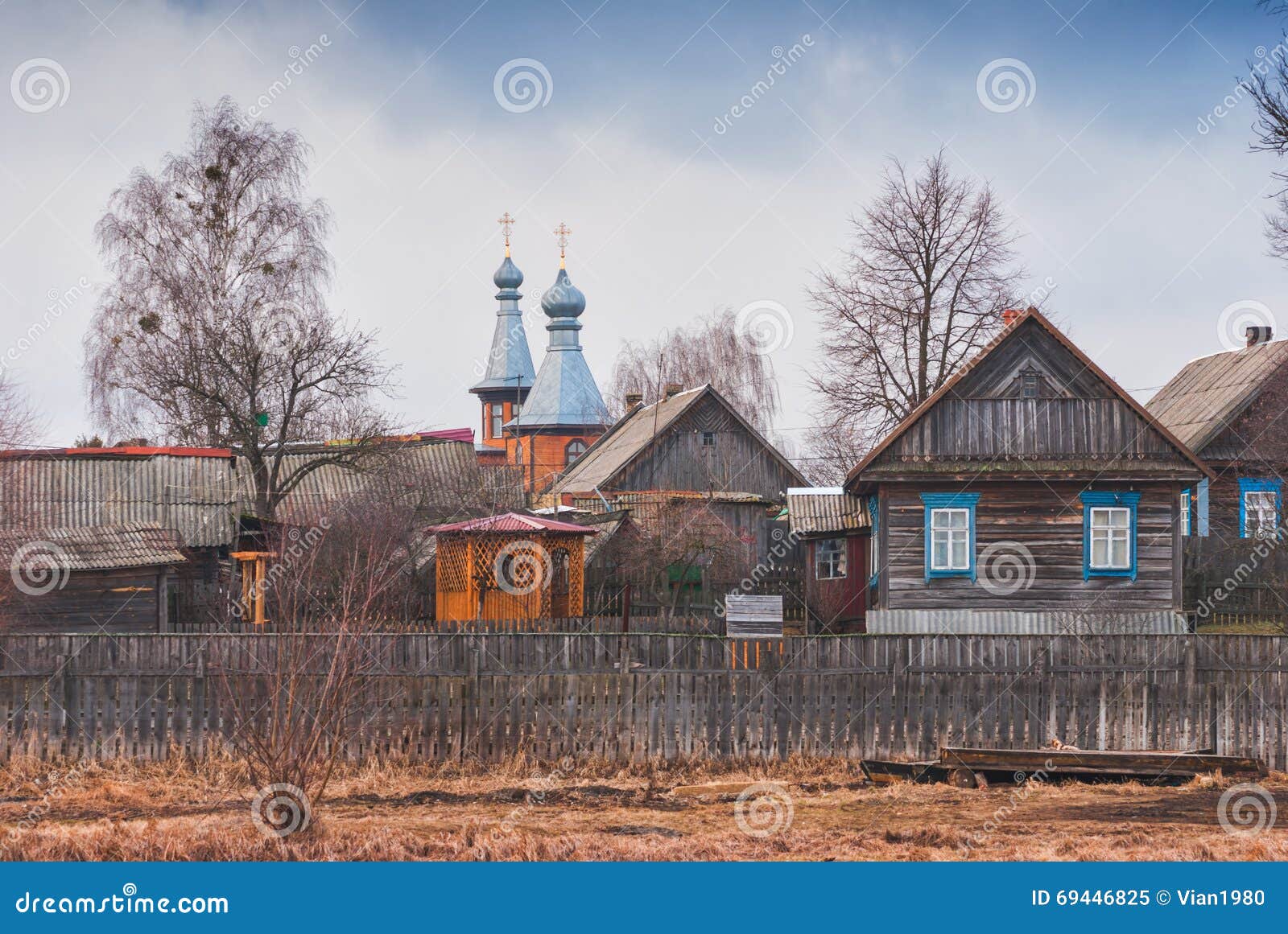 Typical Belarus village stock image. Image of roof, farmer - 69446825