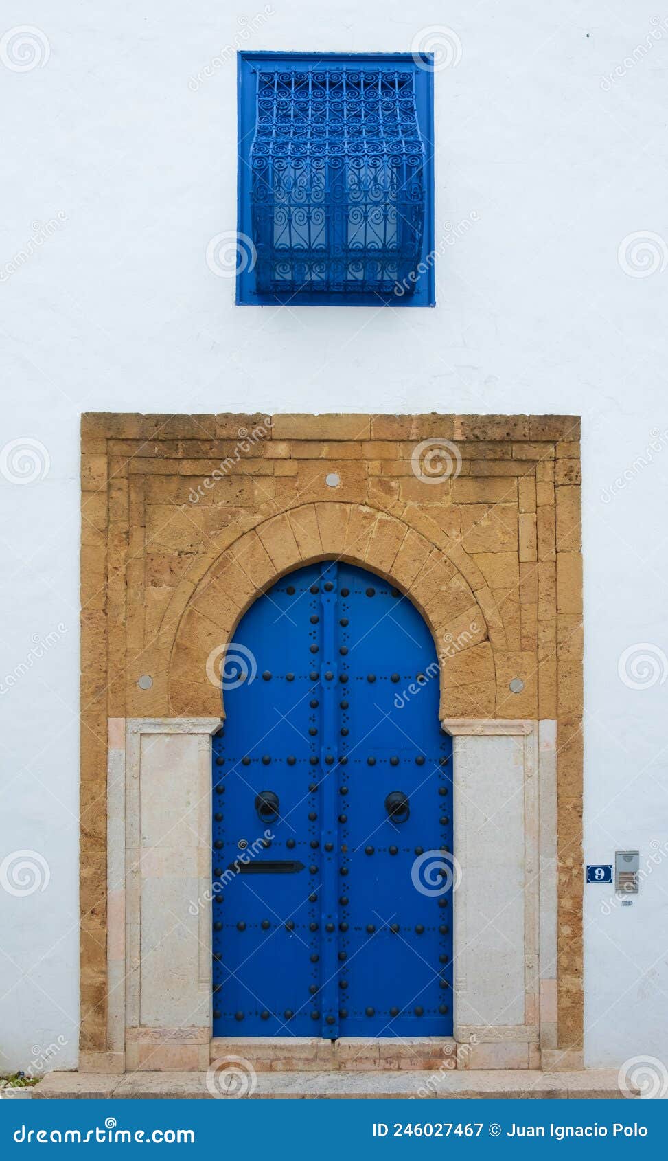 Typical Blue Gate in Sidi Bou Said. Stock Image - Image of muslim ...