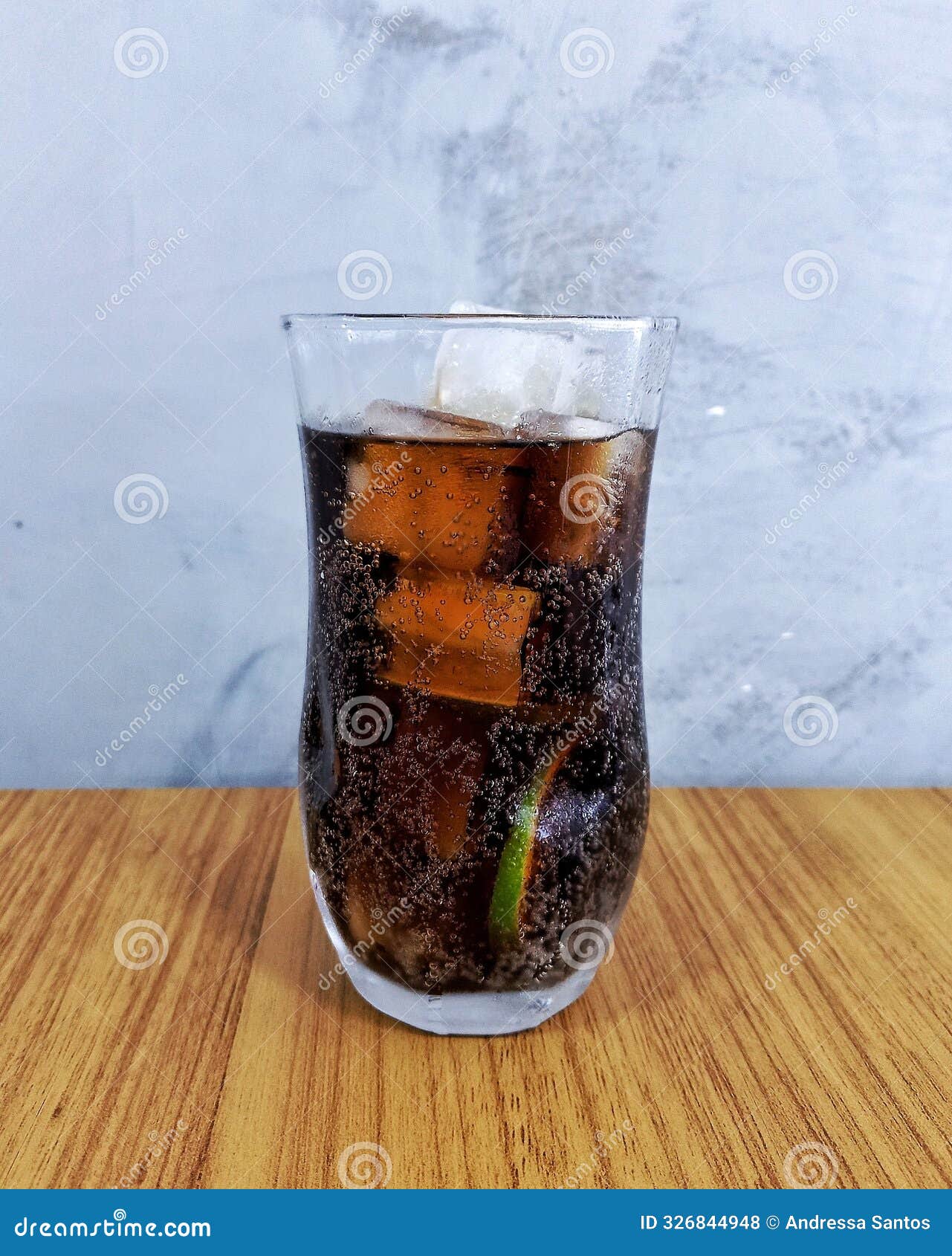 A Typical Brazilian Glass of Cola with Ice and Lemon. Stock Photo ...