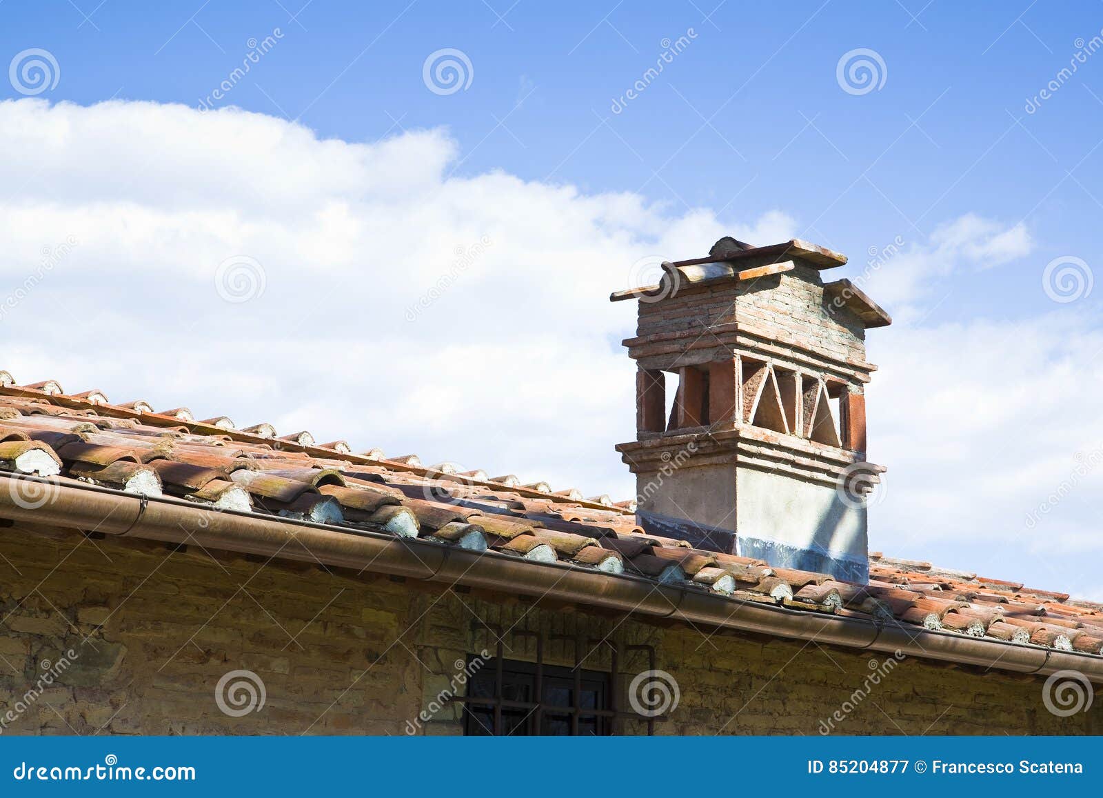 Typical Brick Chimney on a Tuscany Roof - Image with Copy Space Stock ...
