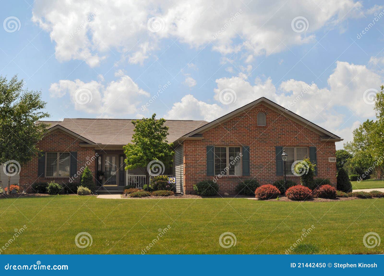 Typical Brick Ranch Style Home Stock Photo - Image of executive ...