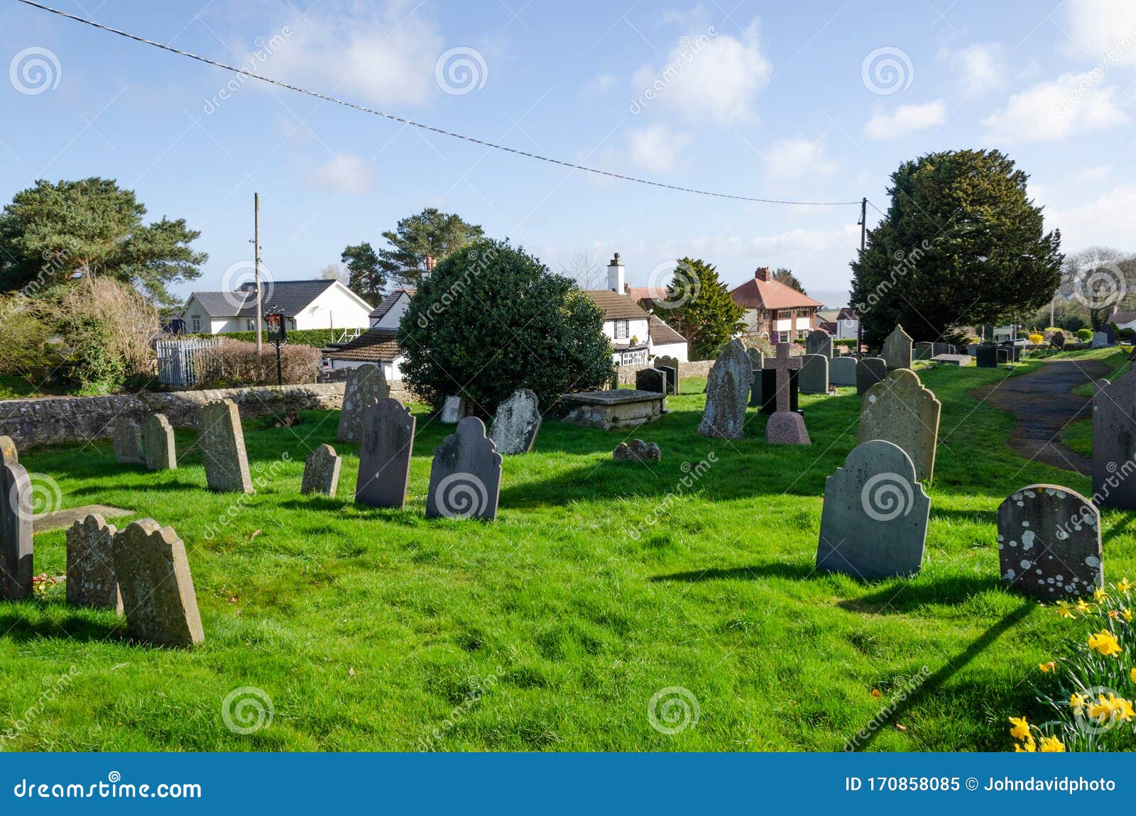 Typical British Village Graveyard in Spring Stock Image - Image of ...