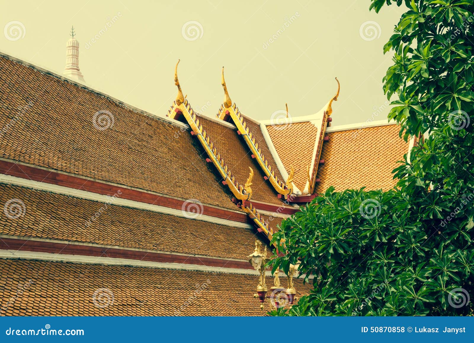 Typical Buddhist Monastery Roof, Thailand Stock Photo - Image of ...
