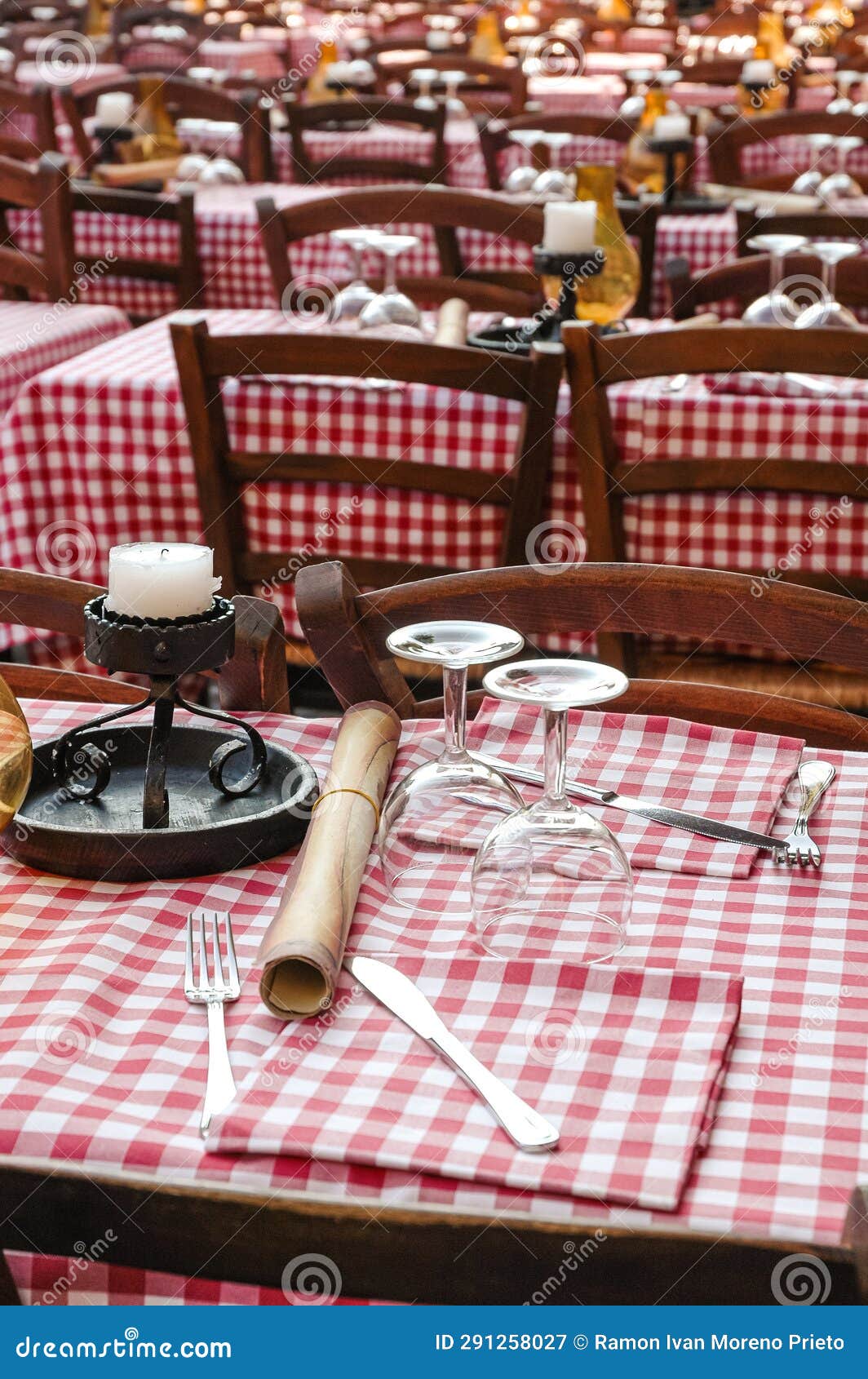 Typical Checkered Tablecloth from a Restaurant in Rome Stock Image ...