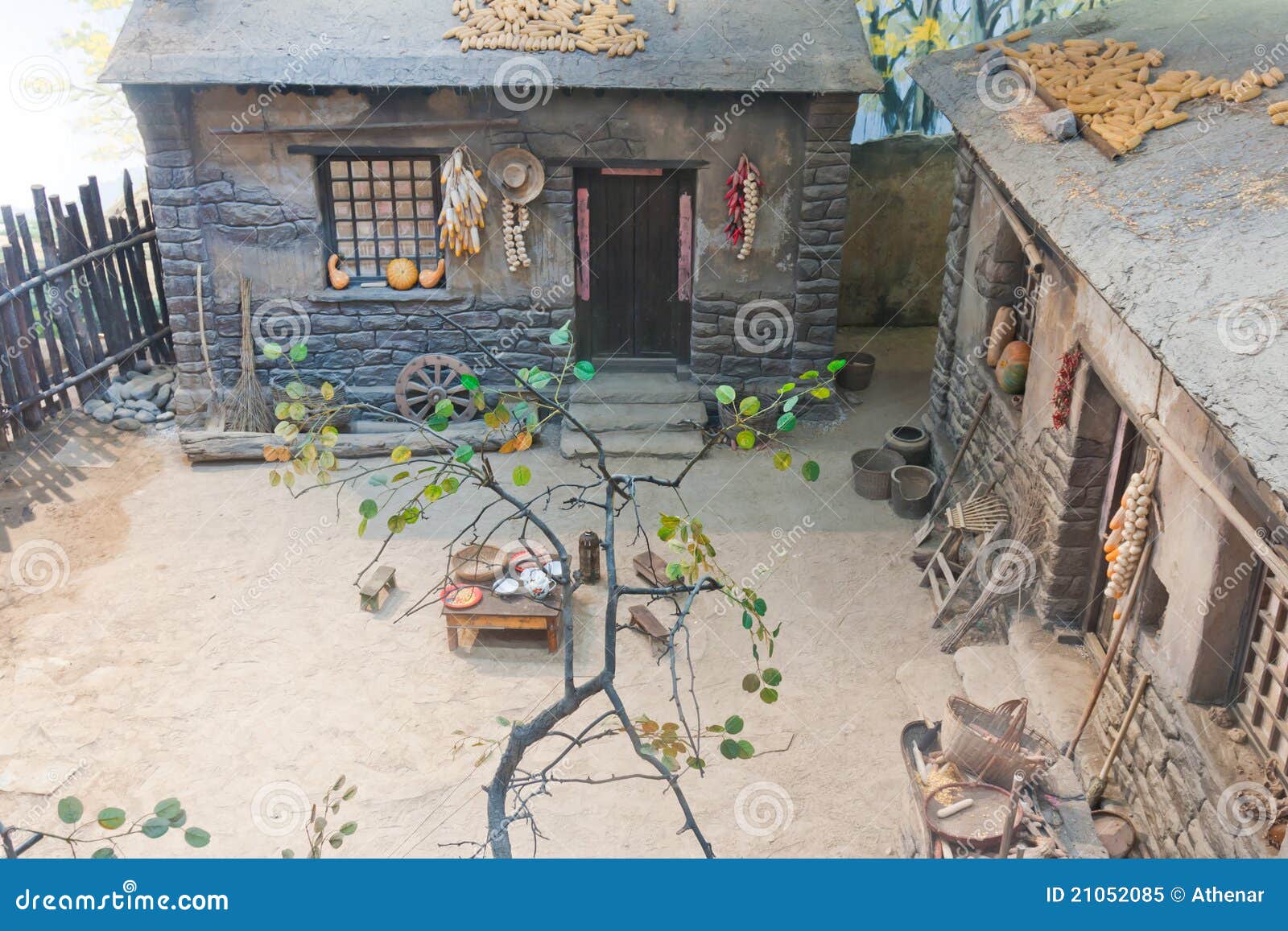 Typical Chinese Rural Housing Scene Stock Image - Image of garlic ...