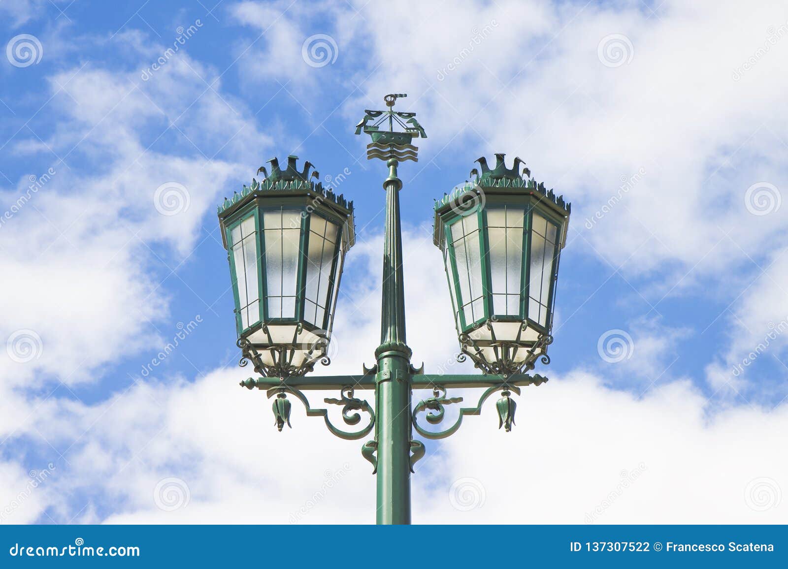 Typical Classic Portuguese Streetlight - Image with Copy Space Stock ...