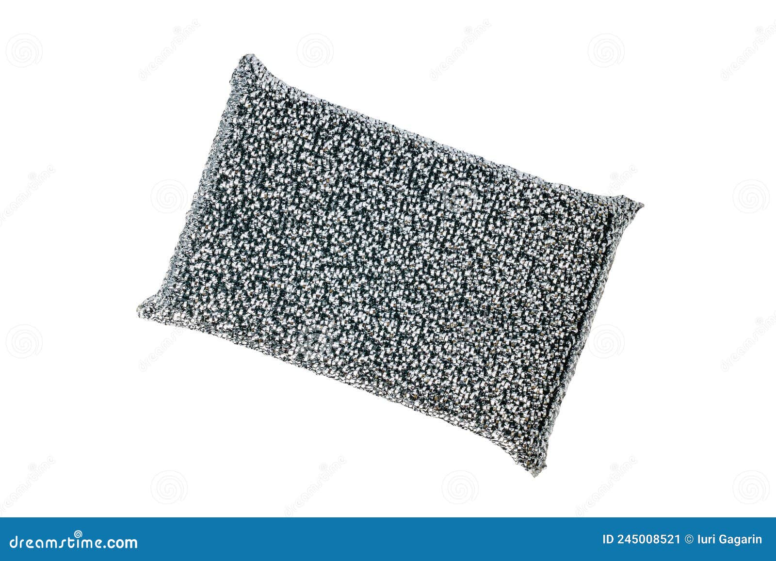 A Typical Classic Silver Dish Sponge with Polyester Thread on a White ...