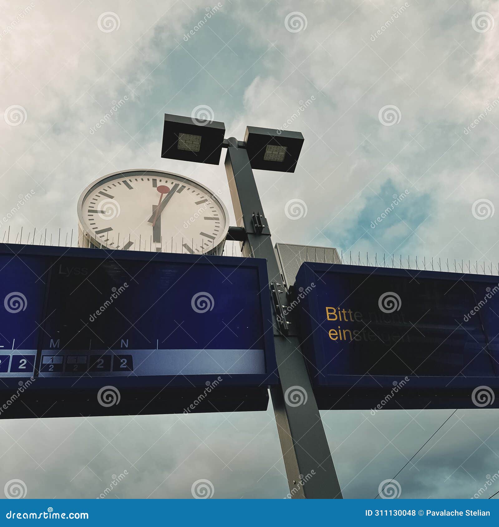 Train Station Clock in Switzerland Stock Photo - Image of hour ...