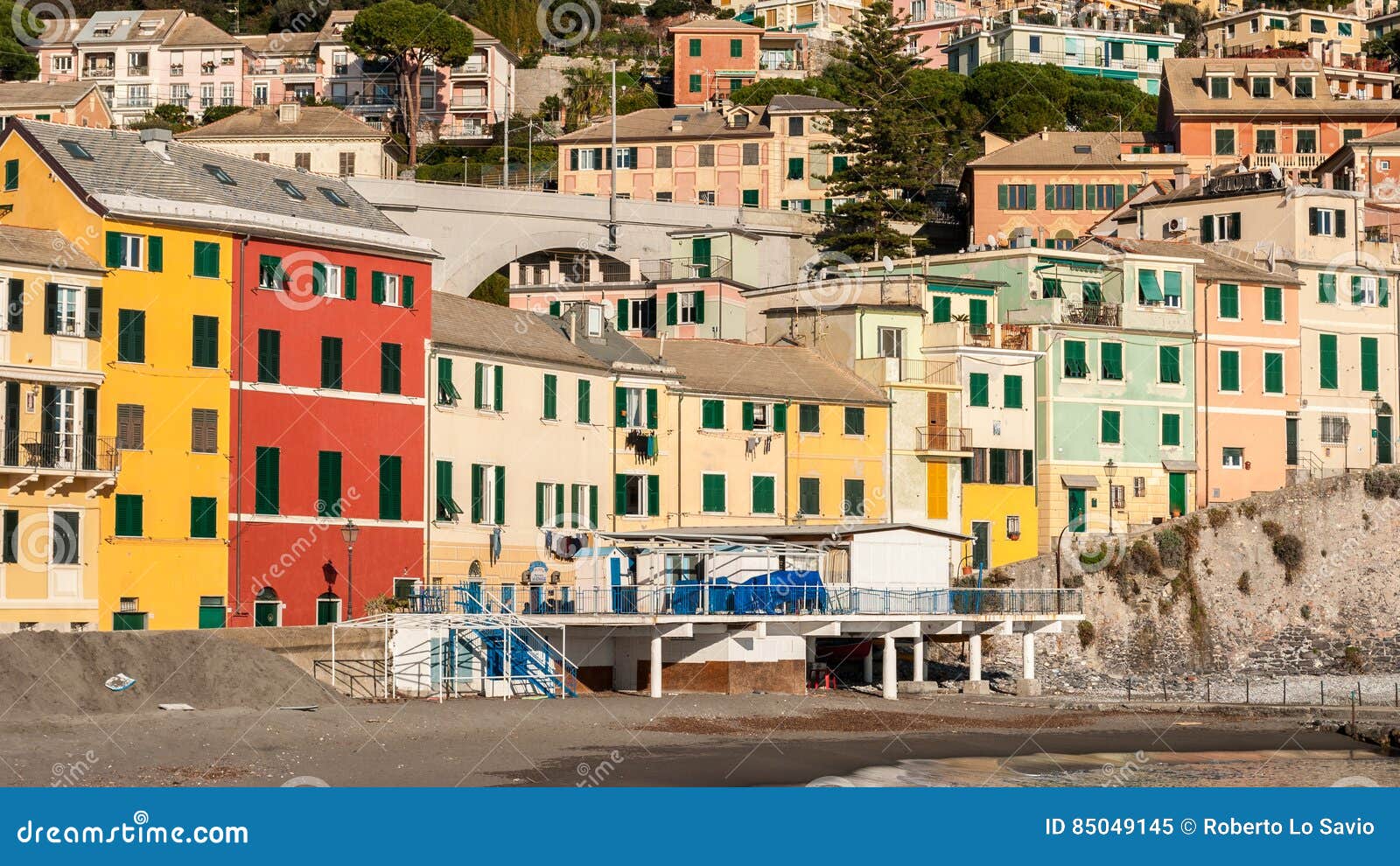 Typical Colored Houses in the Seafront of Bogliasco, Near Genoa ...