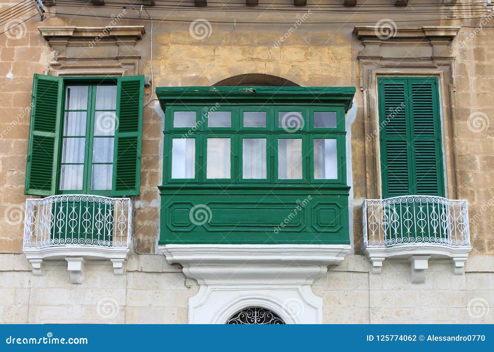 Typical Balconies and Windows in Malta Stock Photo - Image of retro ...